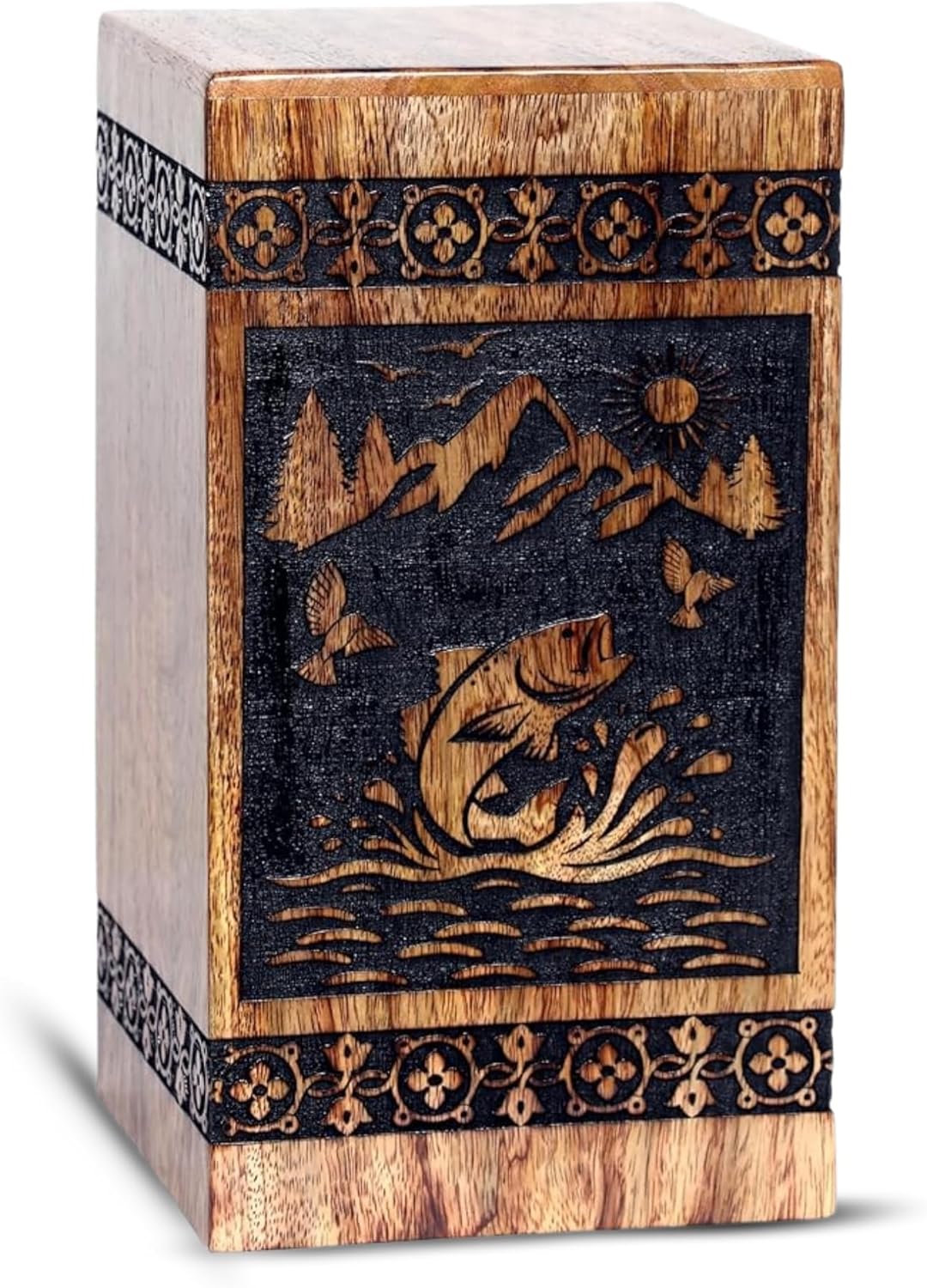 Amazon.com: Handmade Engraved Wooden Cremation Urn for Human Ashes ...