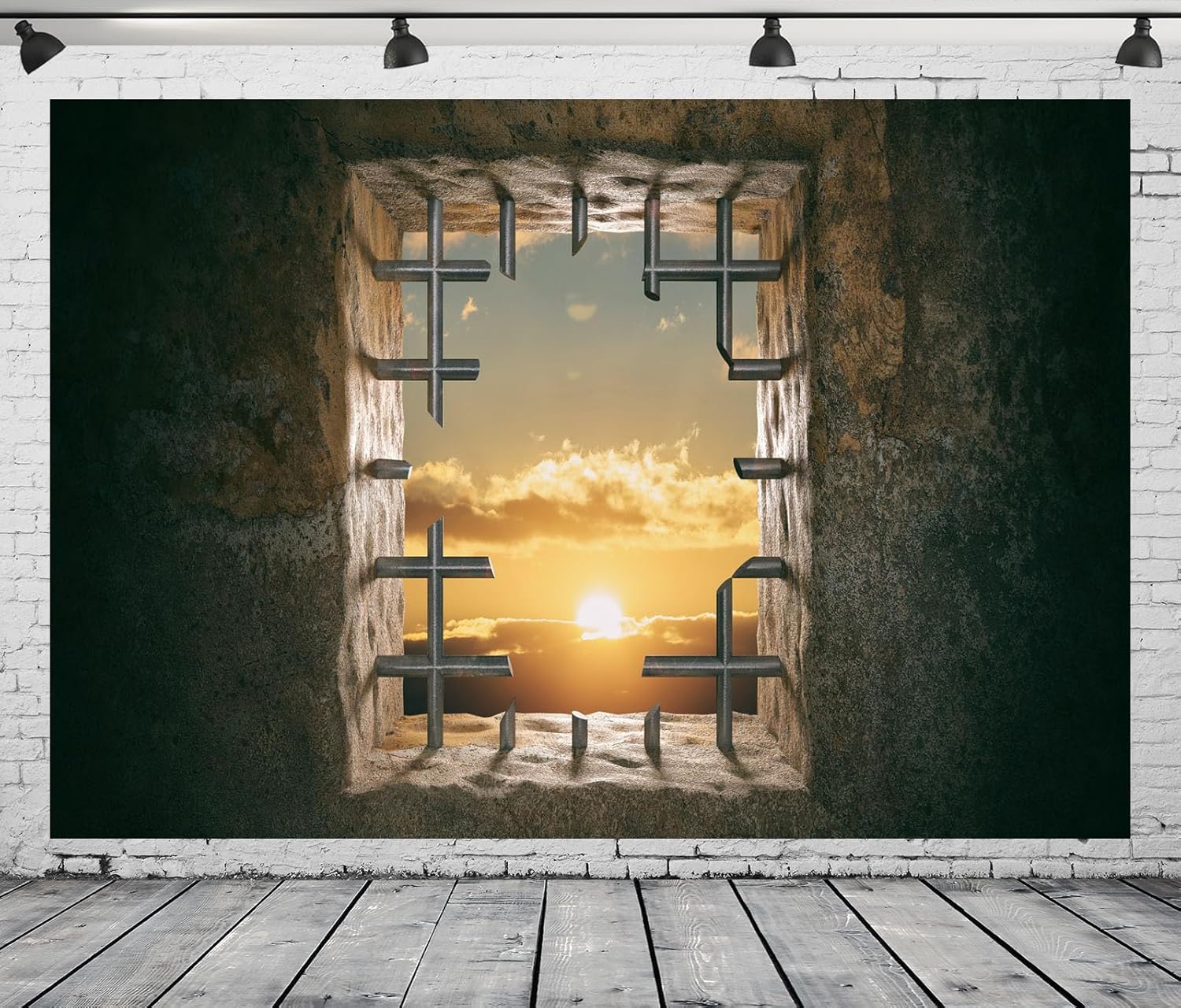 Amazon.com : BELECO 15x10ft Fabric Prison Window Photography Backdrop ...