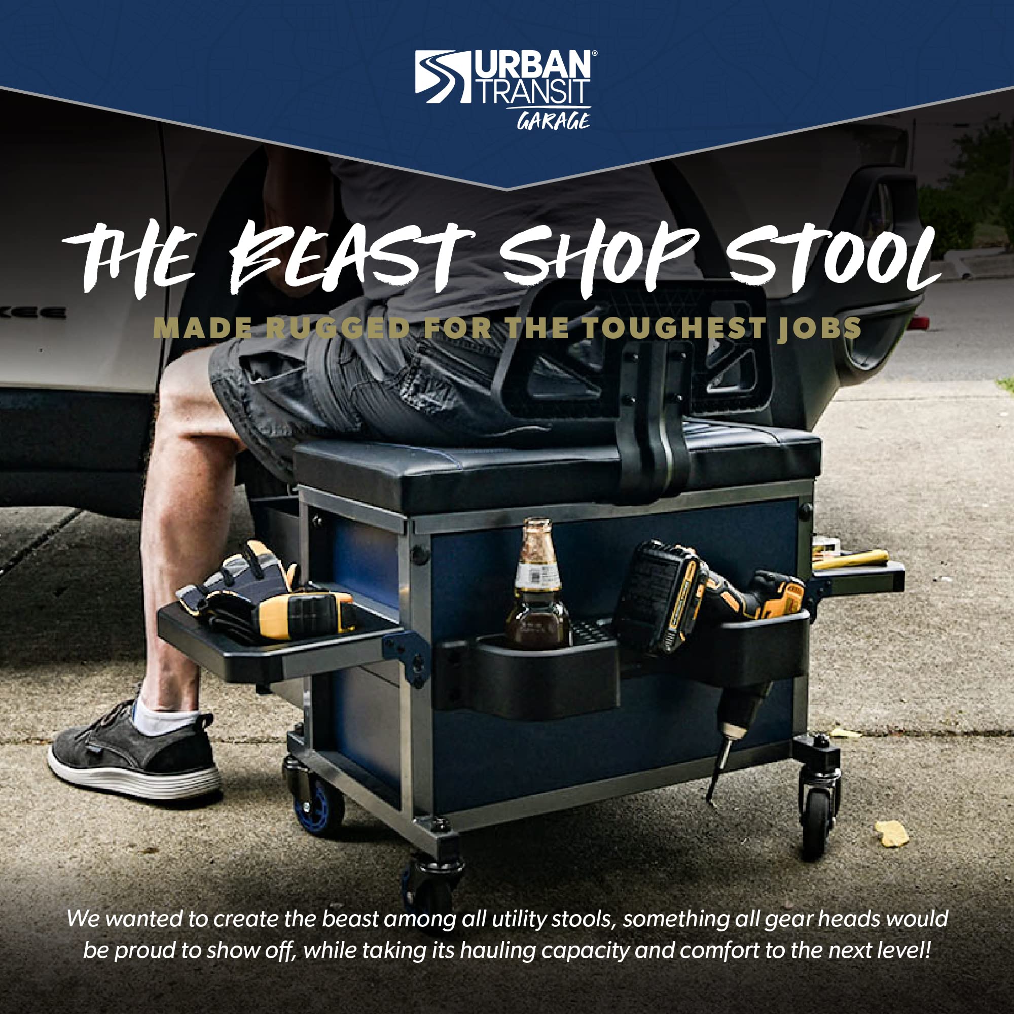 URBANTRANSIT The Beast Duty Shop Stool with Backrest - 500 Lb Capacity ...