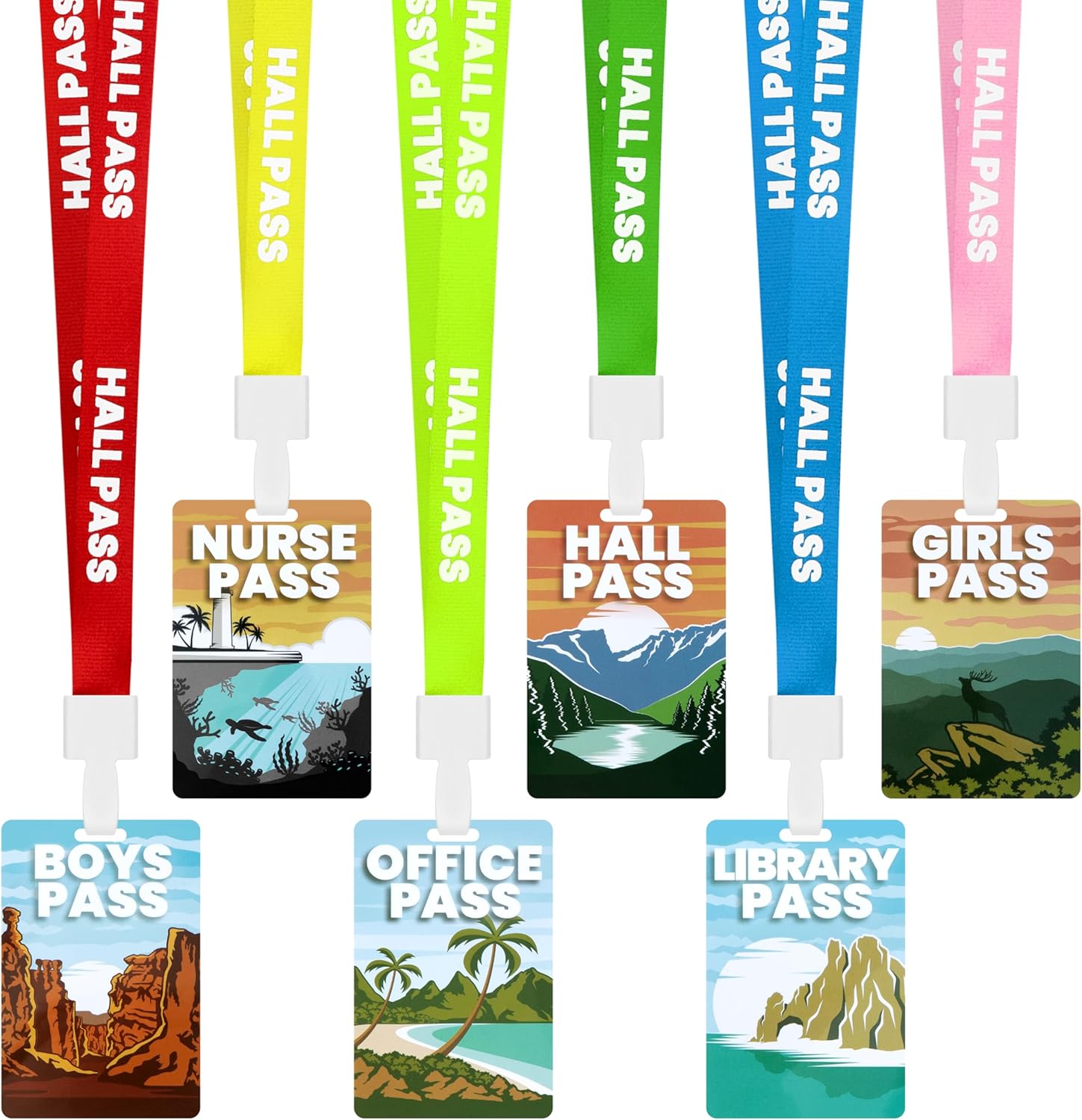 Amazon.com: BunneDany 6 Sets National Park Hall Pass Lanyards with ...