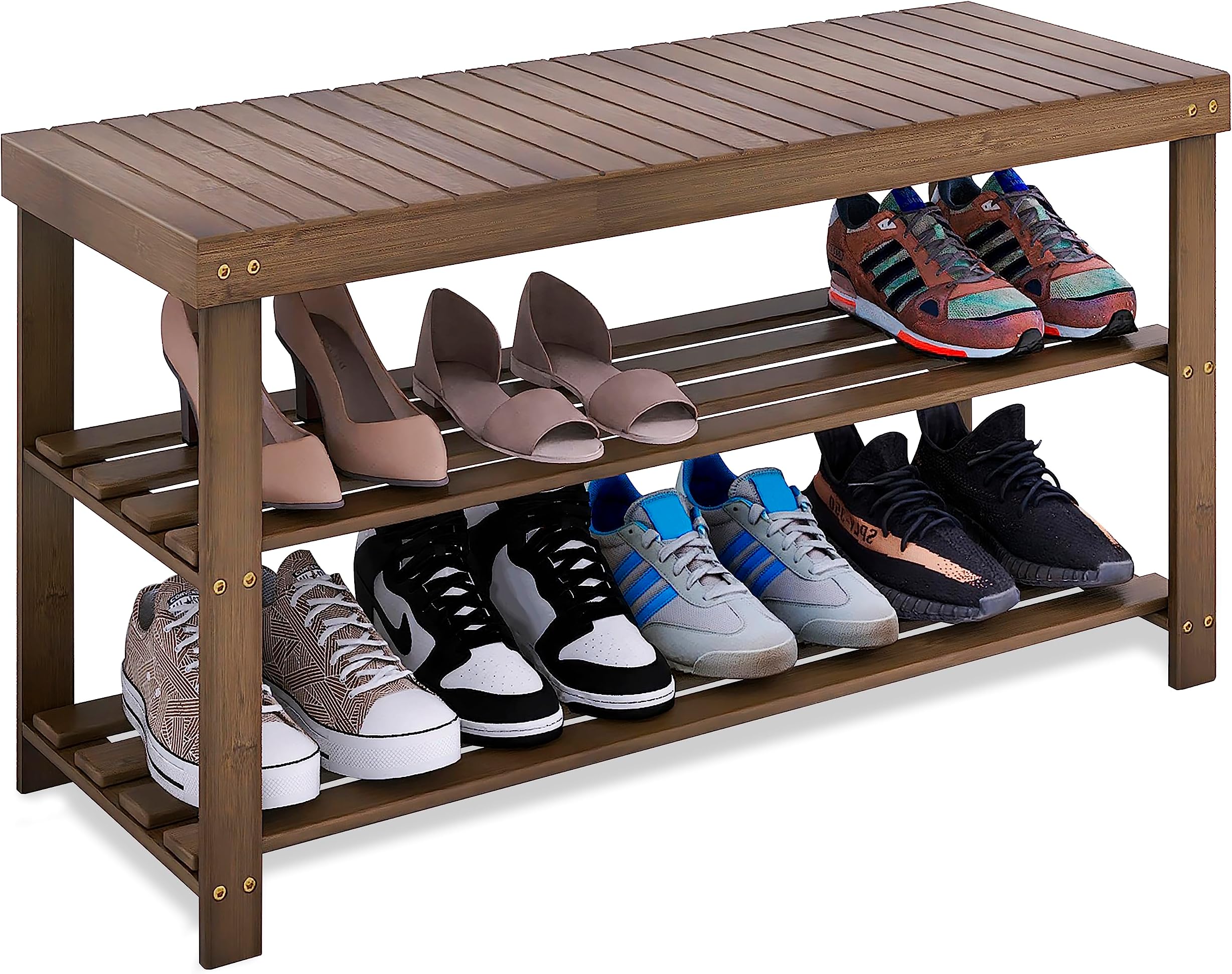 SoBuy® FSR47-N, Bamboo Shoe Rack Shoe Bench with Seat Cushion, Hallway ...