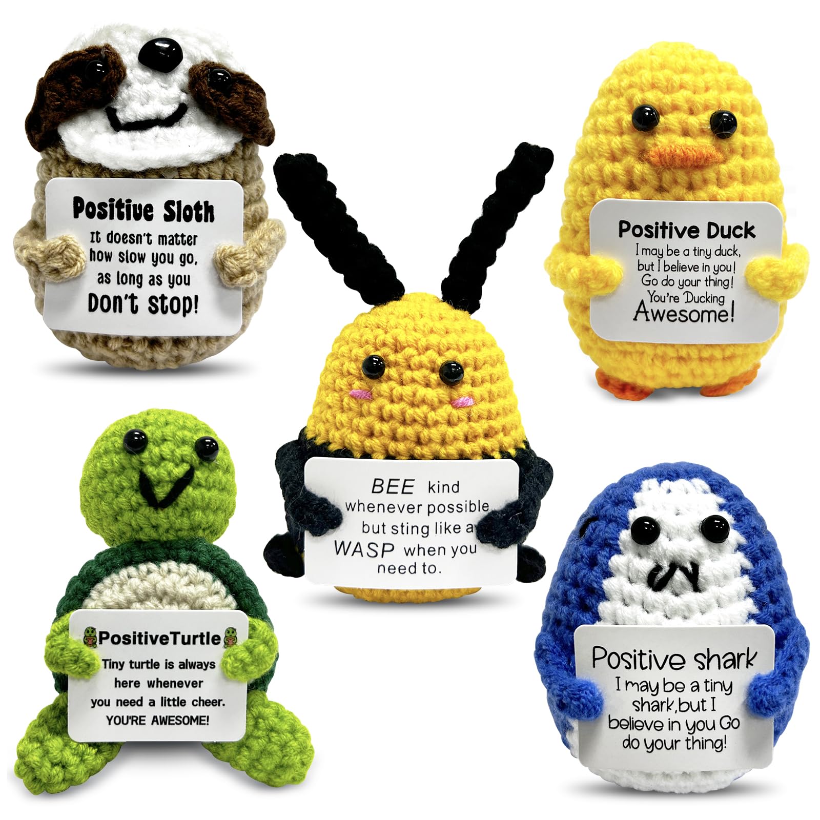 Amazon.com: UGRASEA 5PCS Positive Crochet Animals, Emotional Support Crochet Gifts, Handmade ...