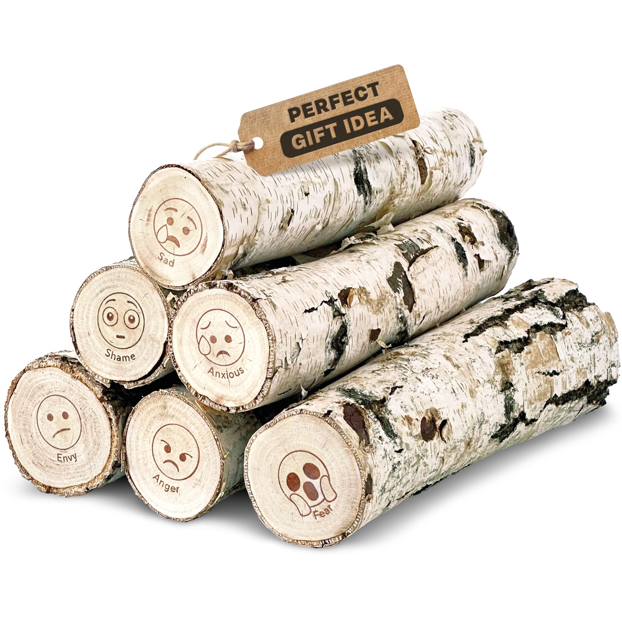 Amazon.com: White Birch Logs for Fireplace Decorative, Emoji Birch Wood ...