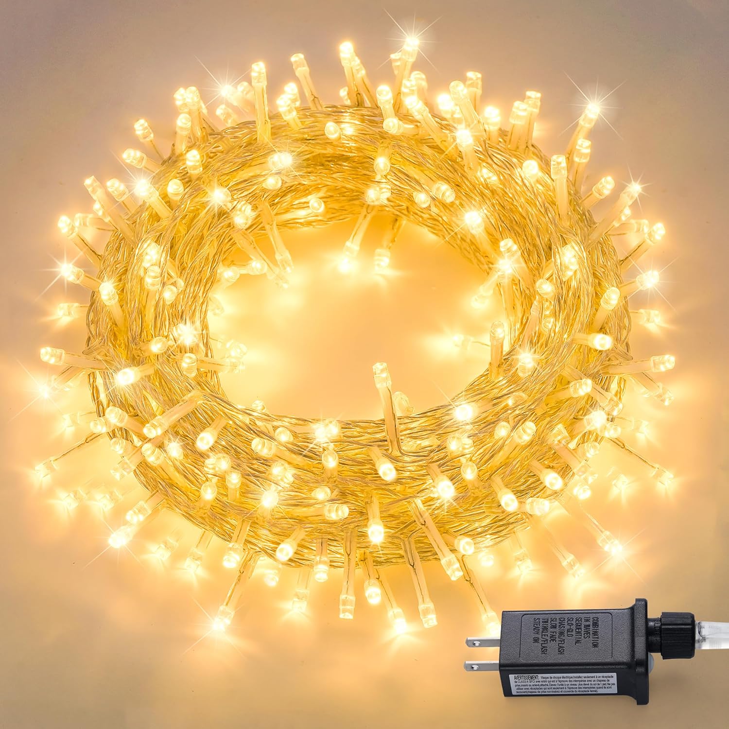 JMEXSUSS 150 LED String Lights Indoor Plug in, Connectable Warm White ...
