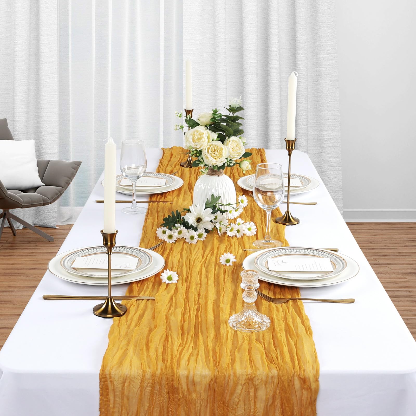 Snapklik.com : 6 Pack Gold Cheesecloth Table Runner 10Ft Gauze Cheese ...