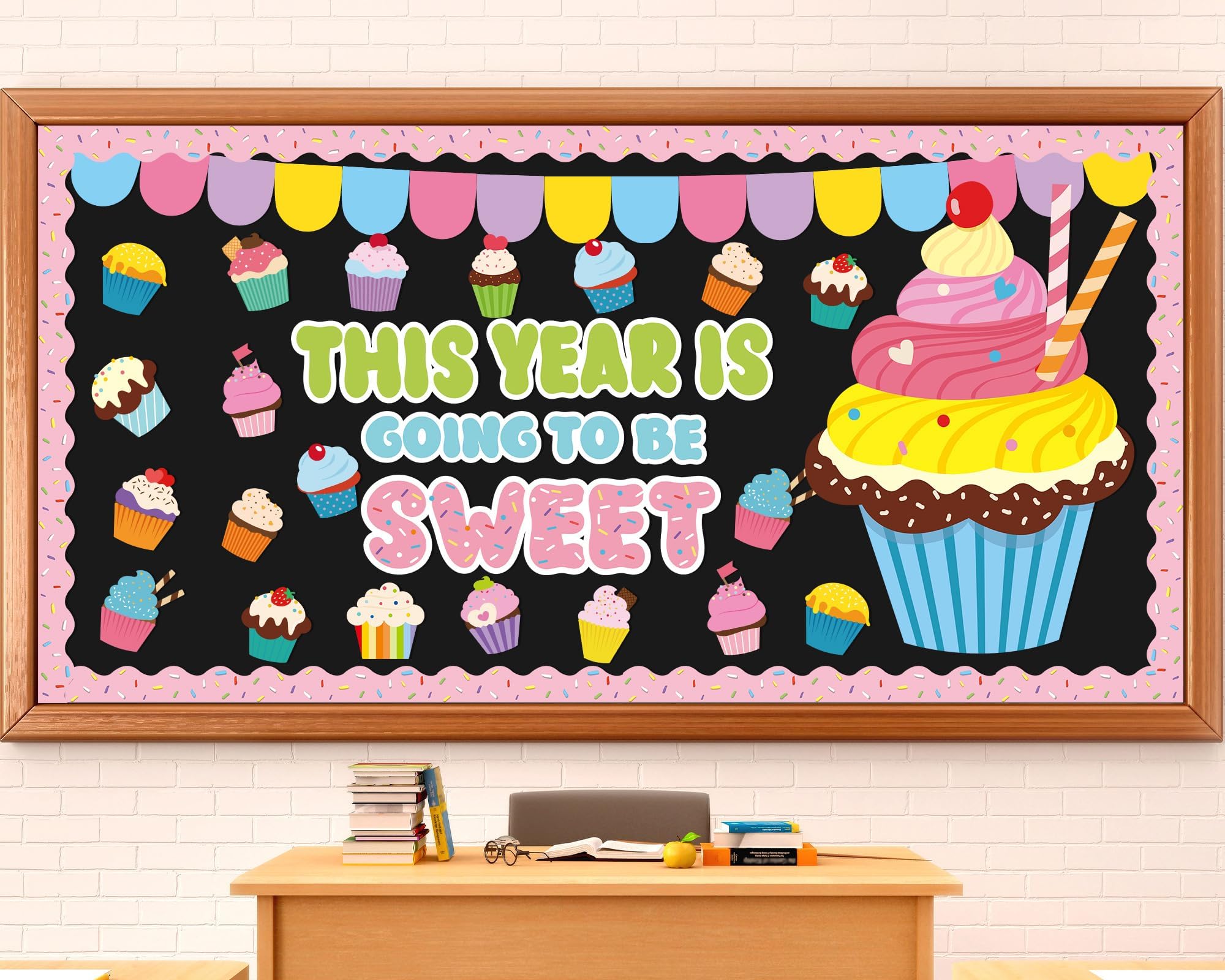 Amazon.com: ZOIIWA Cupcake Birthday Bulletin Board Decorations Spring ...