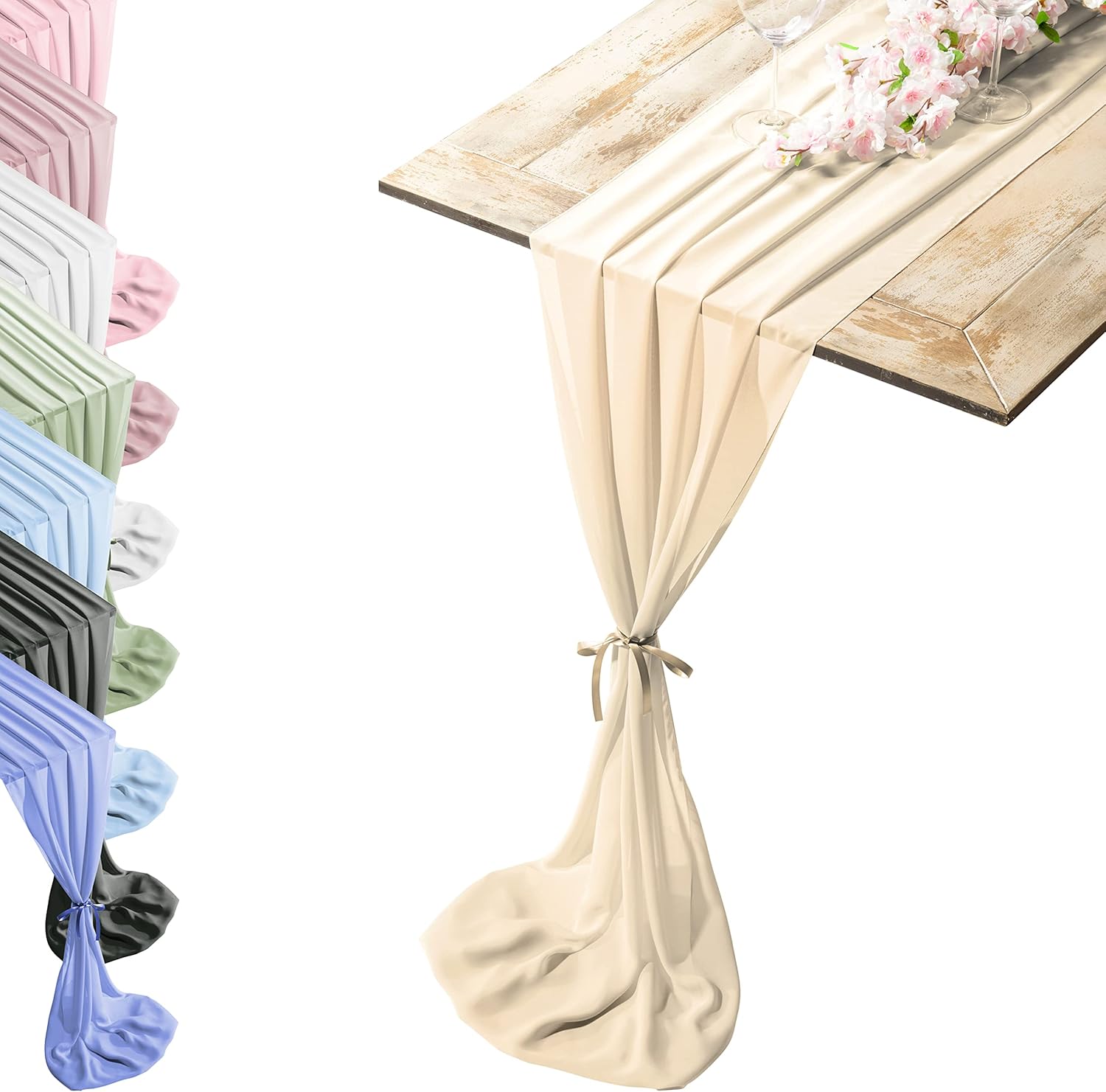 Amazon.com: Silky Touch Chiffon Table Runner with Two Style Ribbon Ties ...
