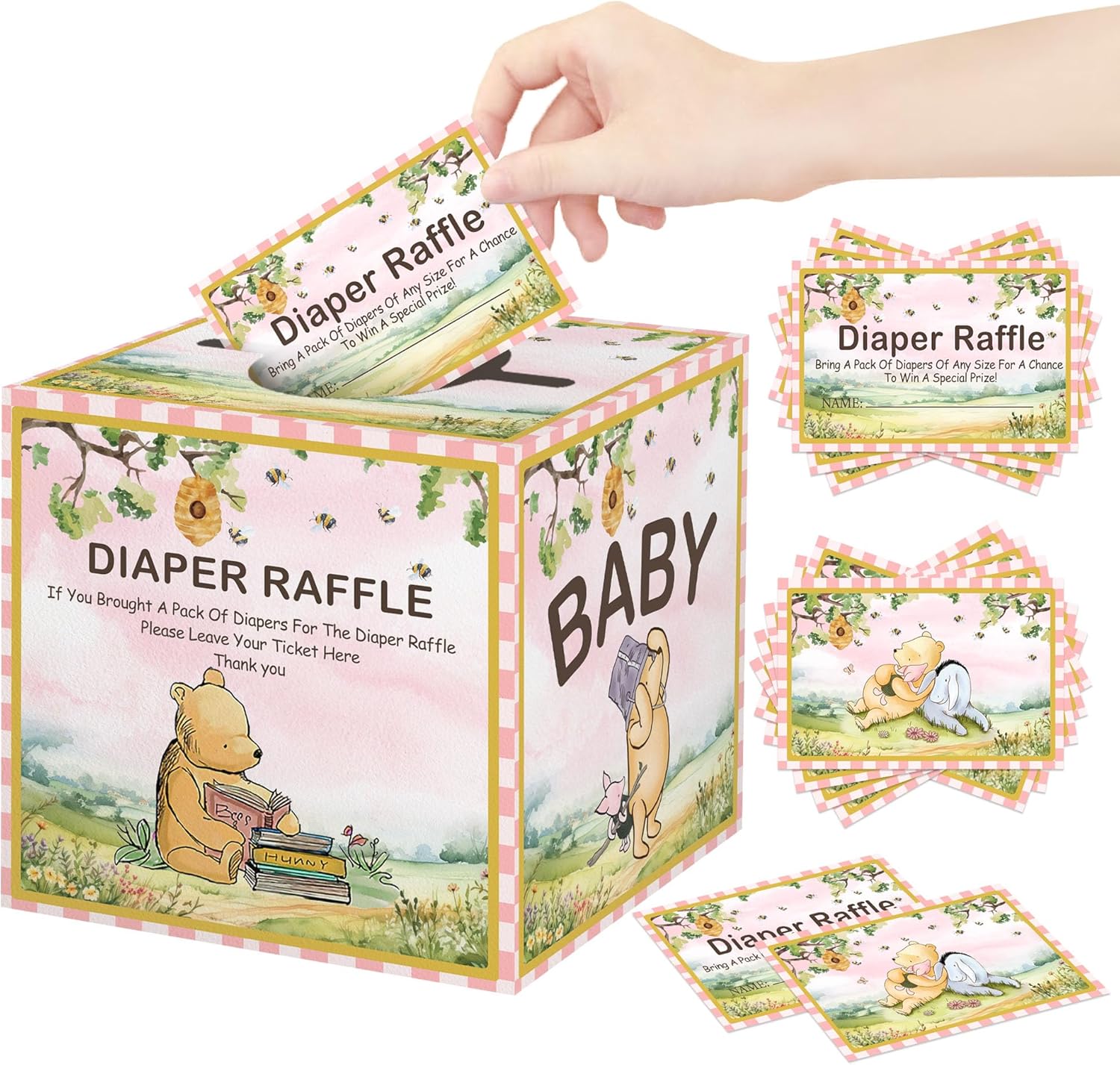 Amazon.com : Guawubiang 1Pcs Diaper Raffle Box with 50Pcs Diaper Raffle ...