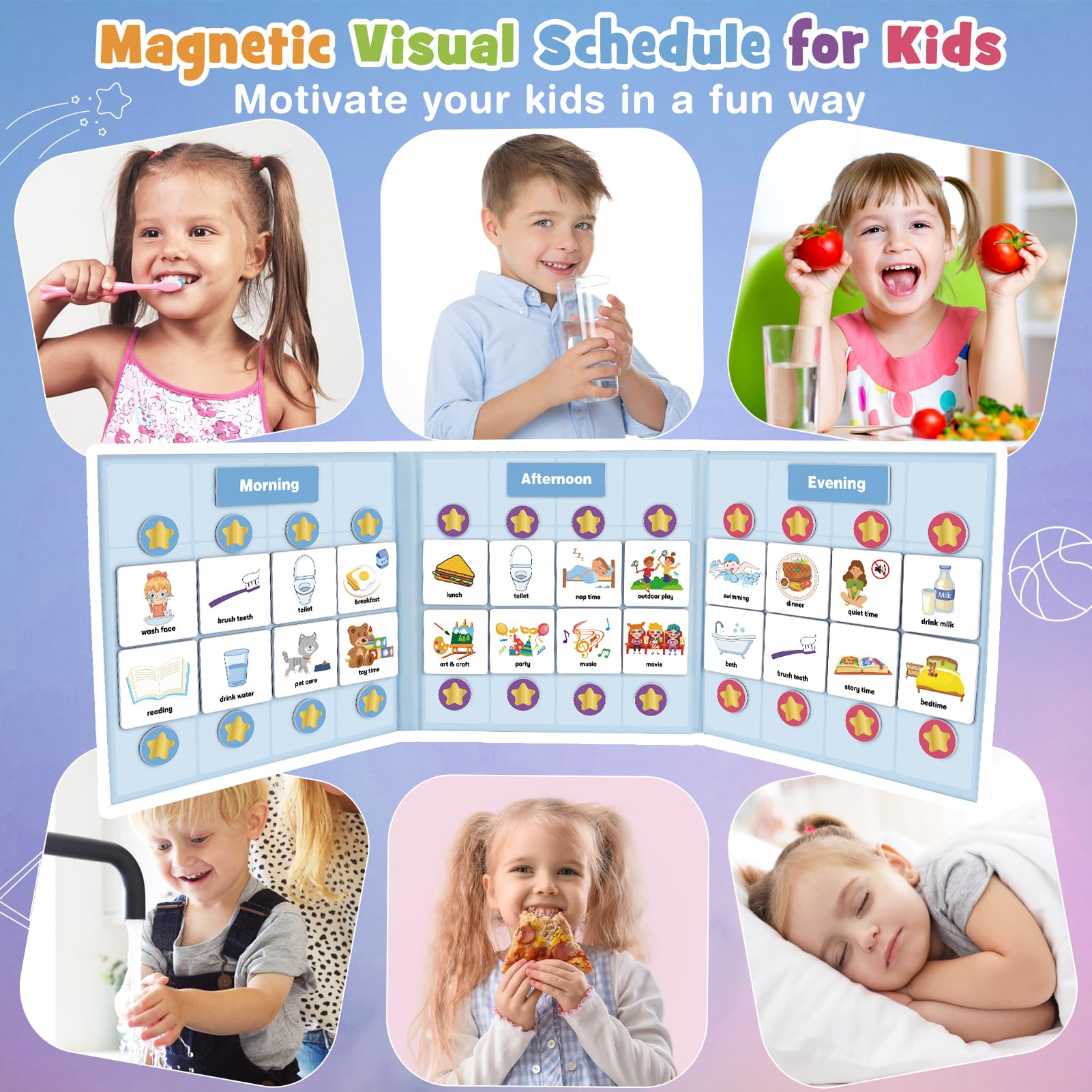 Snapklik.com : Joyreal Magnetic Visual Schedule For Kids Chore Reward ...