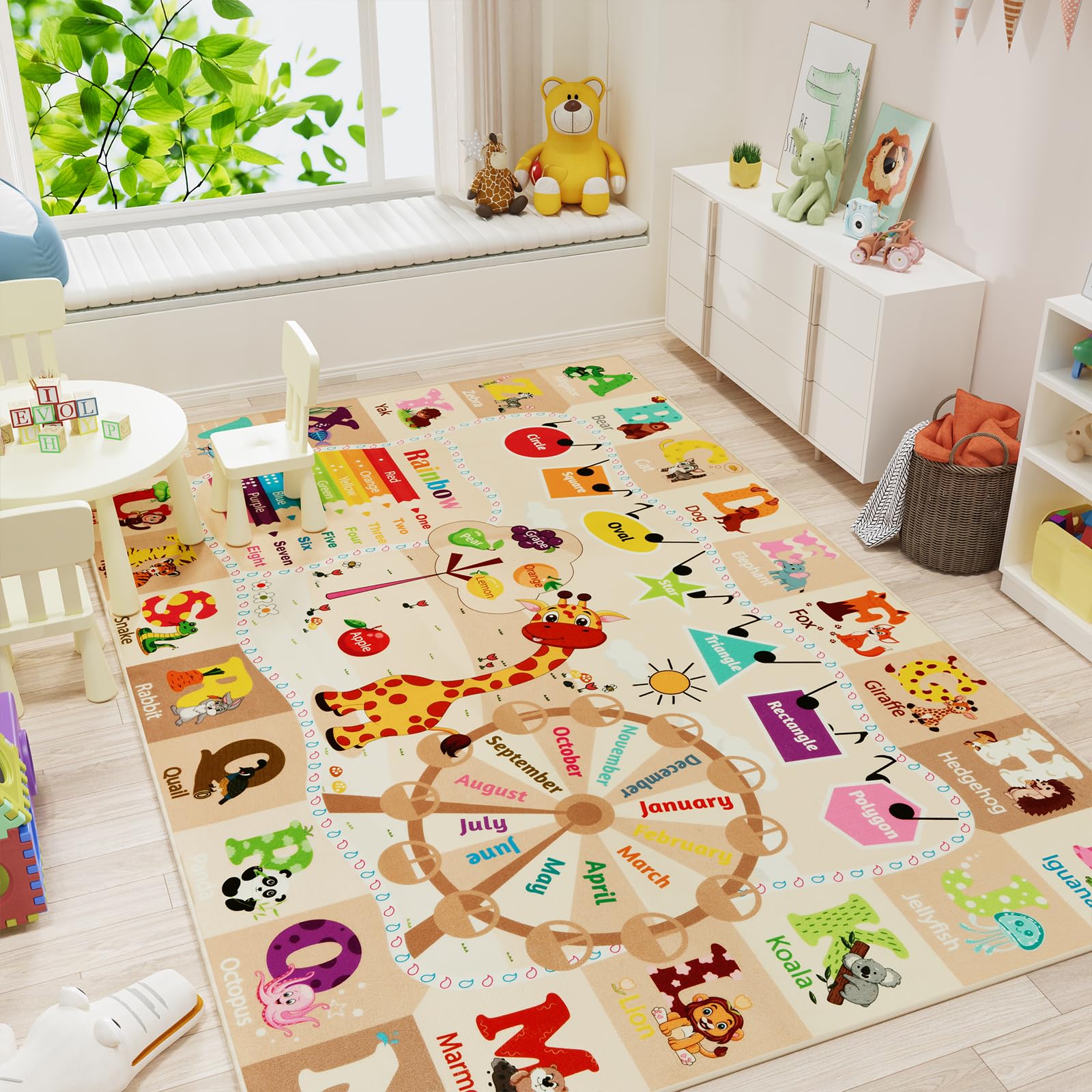 Amazon.com: Kids Playroom Rug 4x6 Beige Rugs for Girls Bedroom Child ...