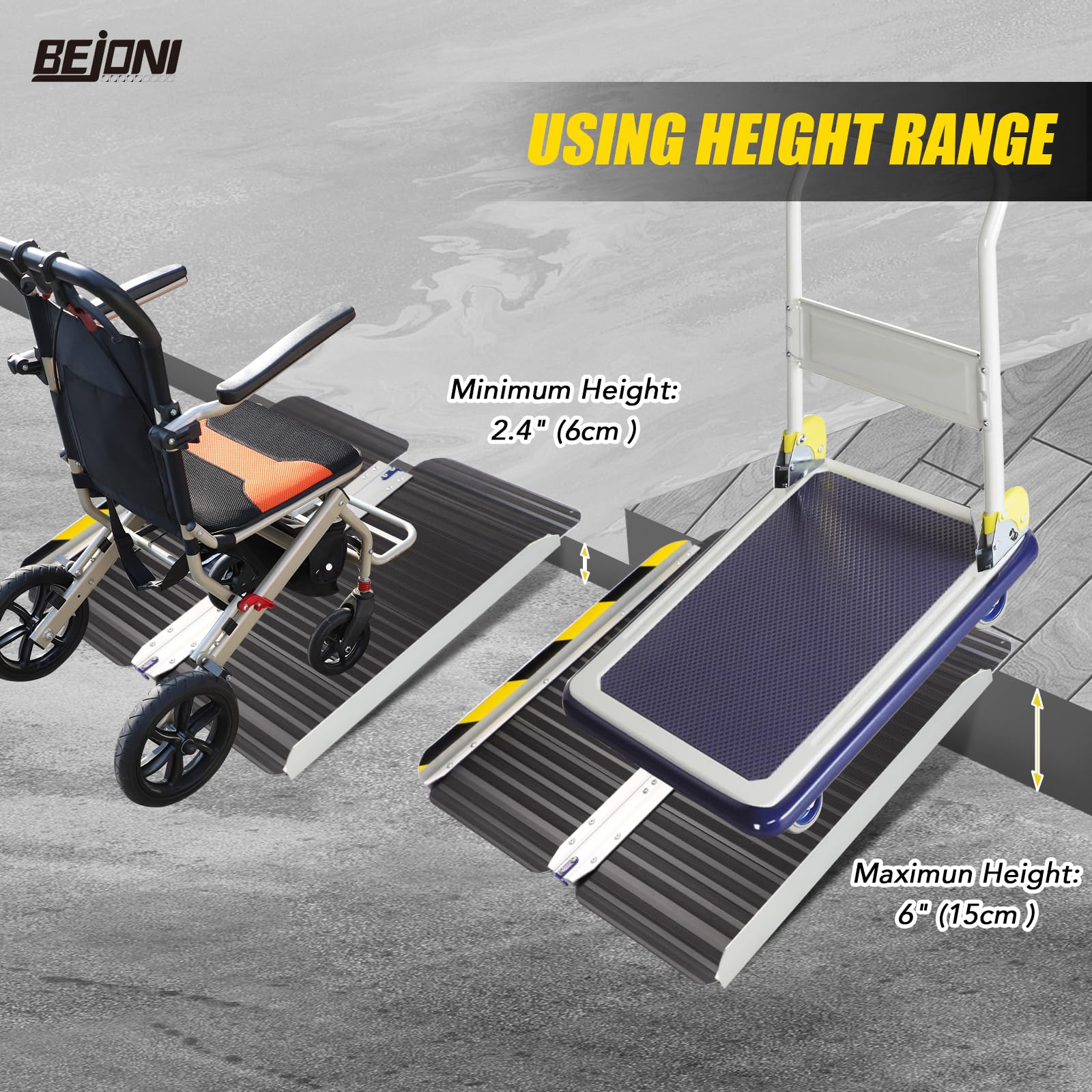 Snapklik.com : BEJONI Wheelchair Ramp 2FT, Portable Handicap Ramp, 600 ...