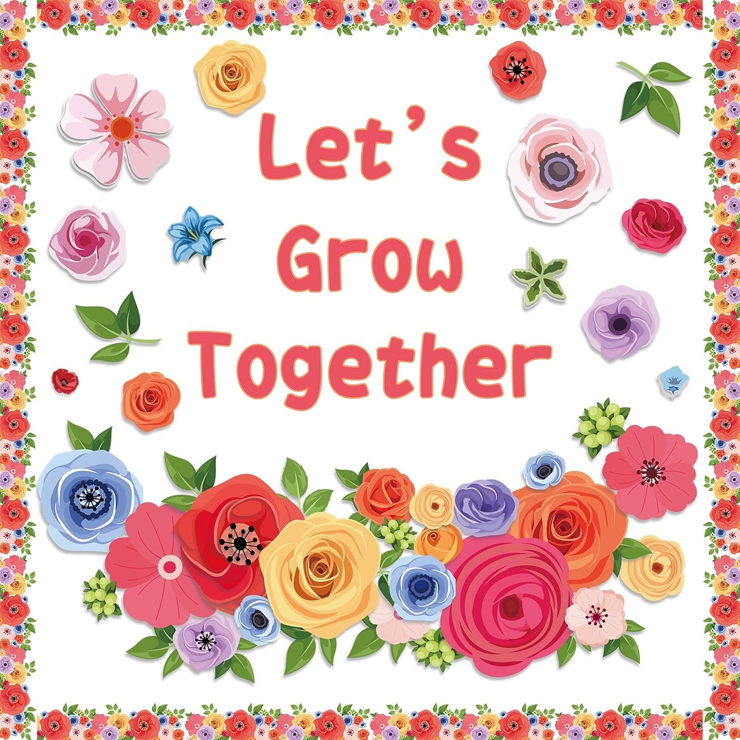 Amazon.com: 57 Pcs Wildflowers Let’s Grow Together Bulletin Board for ...