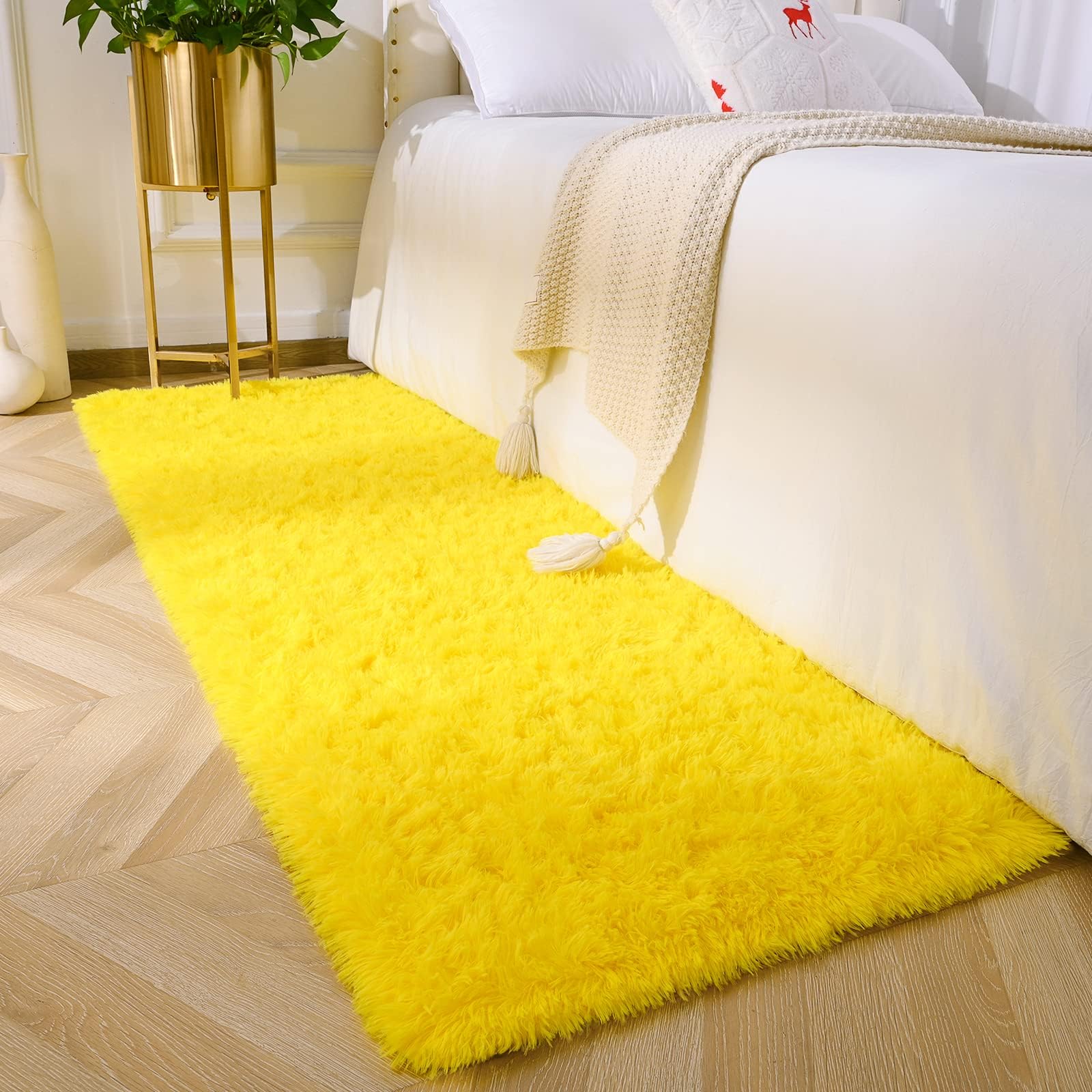 Amazon.com: MGVDSES 2 Pcs Kitchen Rugs and Mats Set Solid Yellow ...