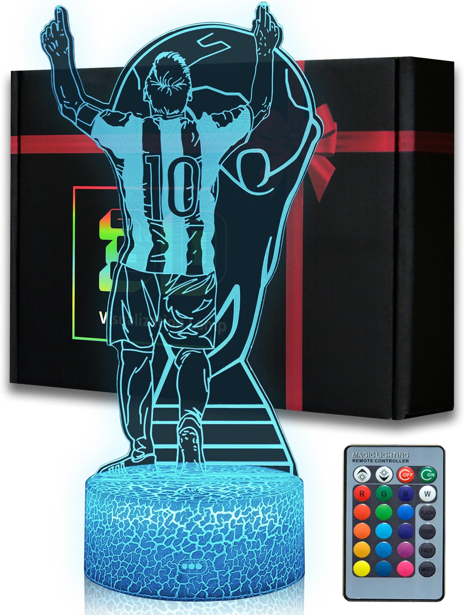 ARERG Soccer Player #10 3D Illsuion Lamp for Boys,16 Colors Changing ...