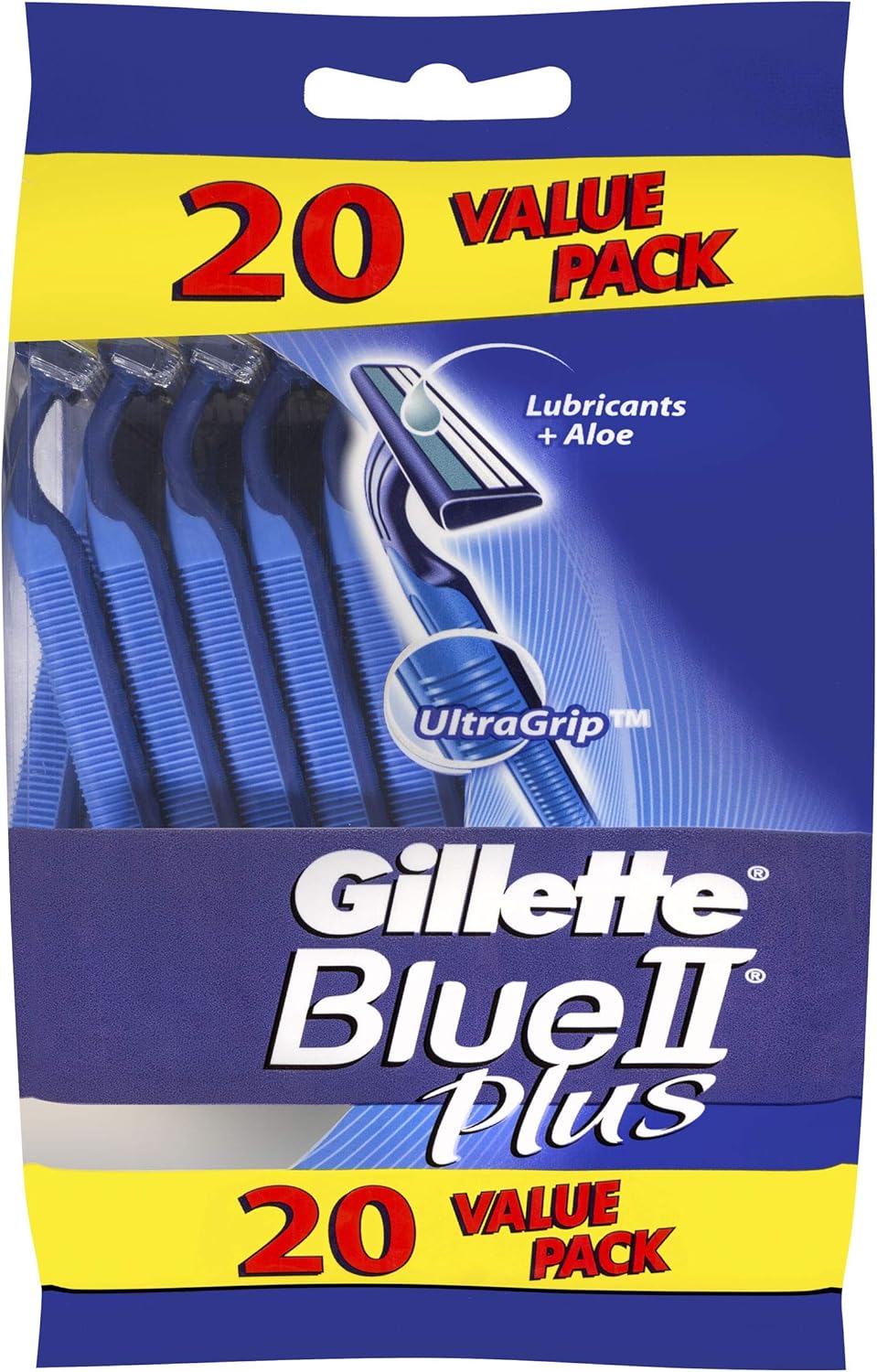 Gillette Blue II Plus Disposable Shaving Razor, 0.15 Kg, 20 Pack ...