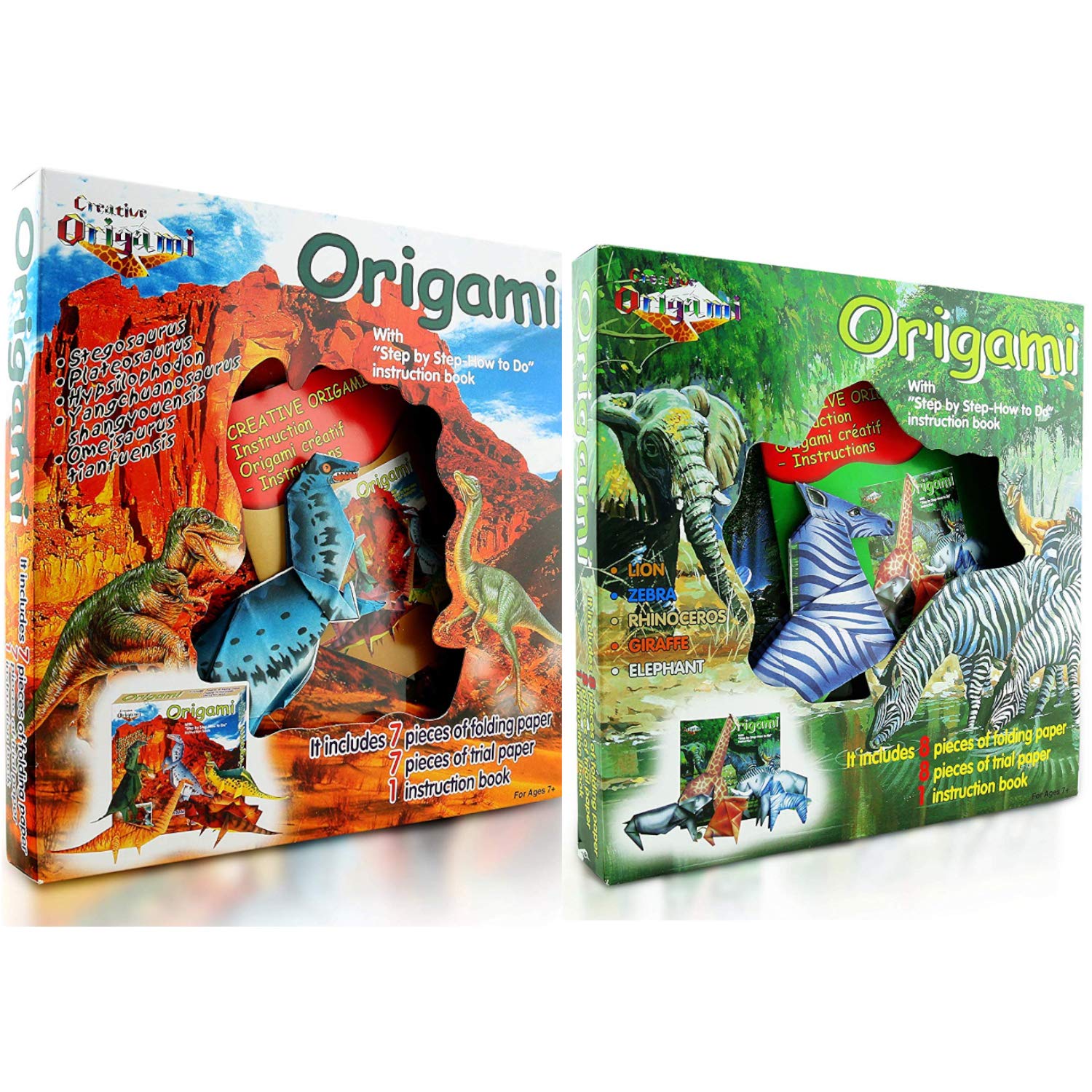 Buy 2 Pack – Origami Paper Kit Dinosaur & Jungle Animals, 30 pieces of ...