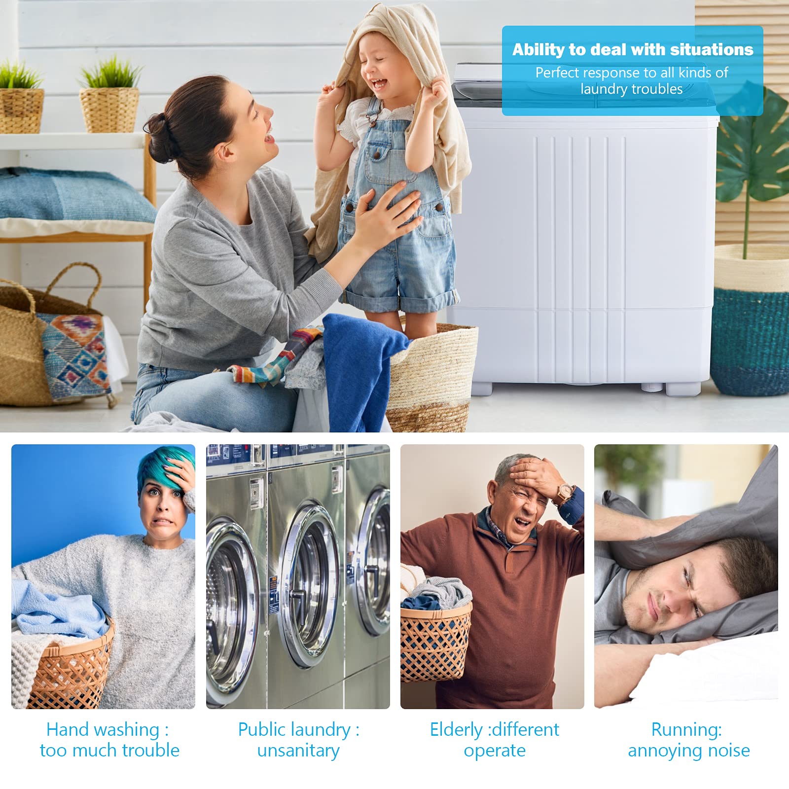 Snapklik.com : COSTWAY Portable Washing Machine, Twin Tub 21Lbs ...