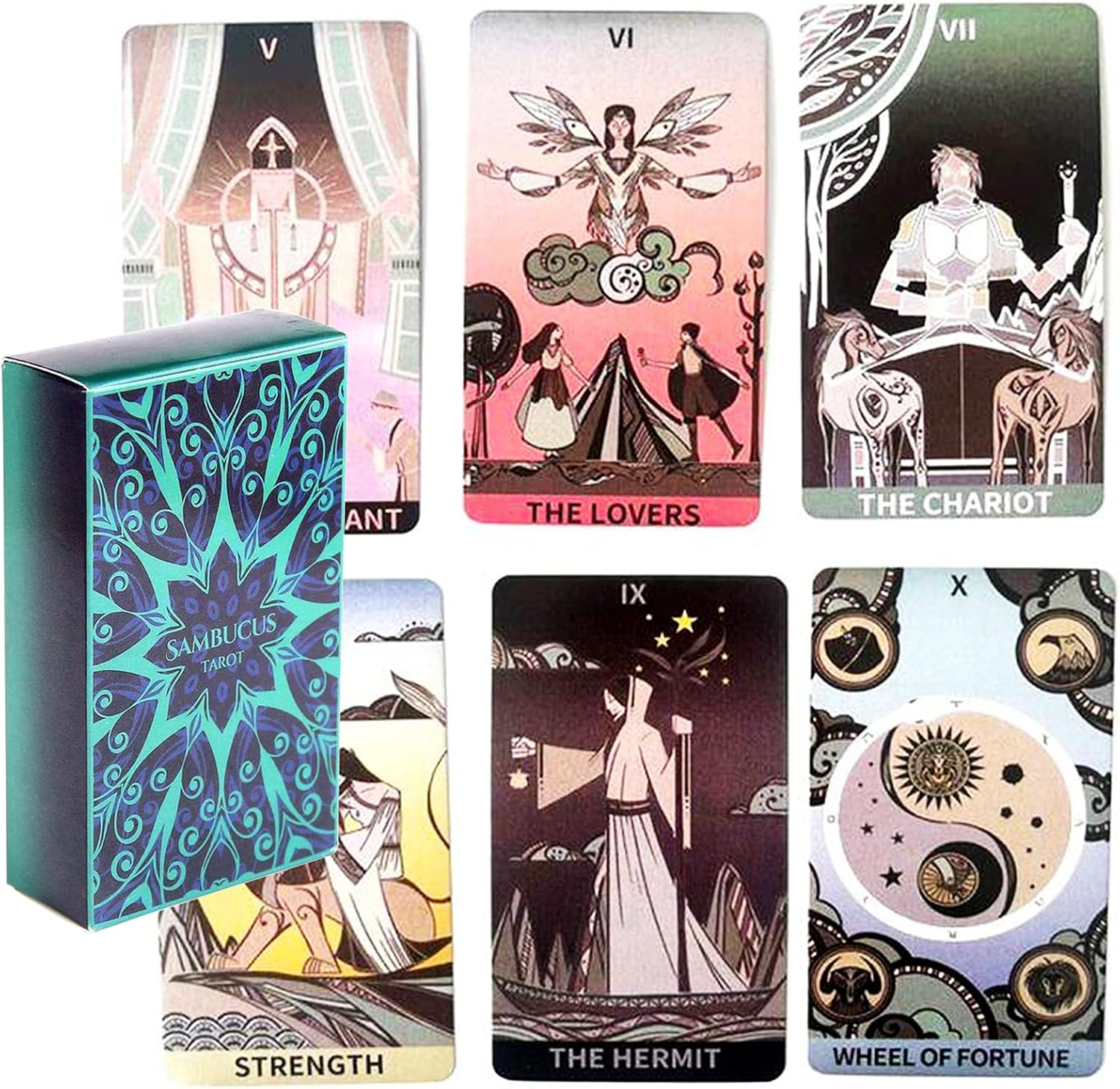 mrdiyshisha Sambucus Tarot Deck, 78 Magical Rider-Waite System Tarot ...