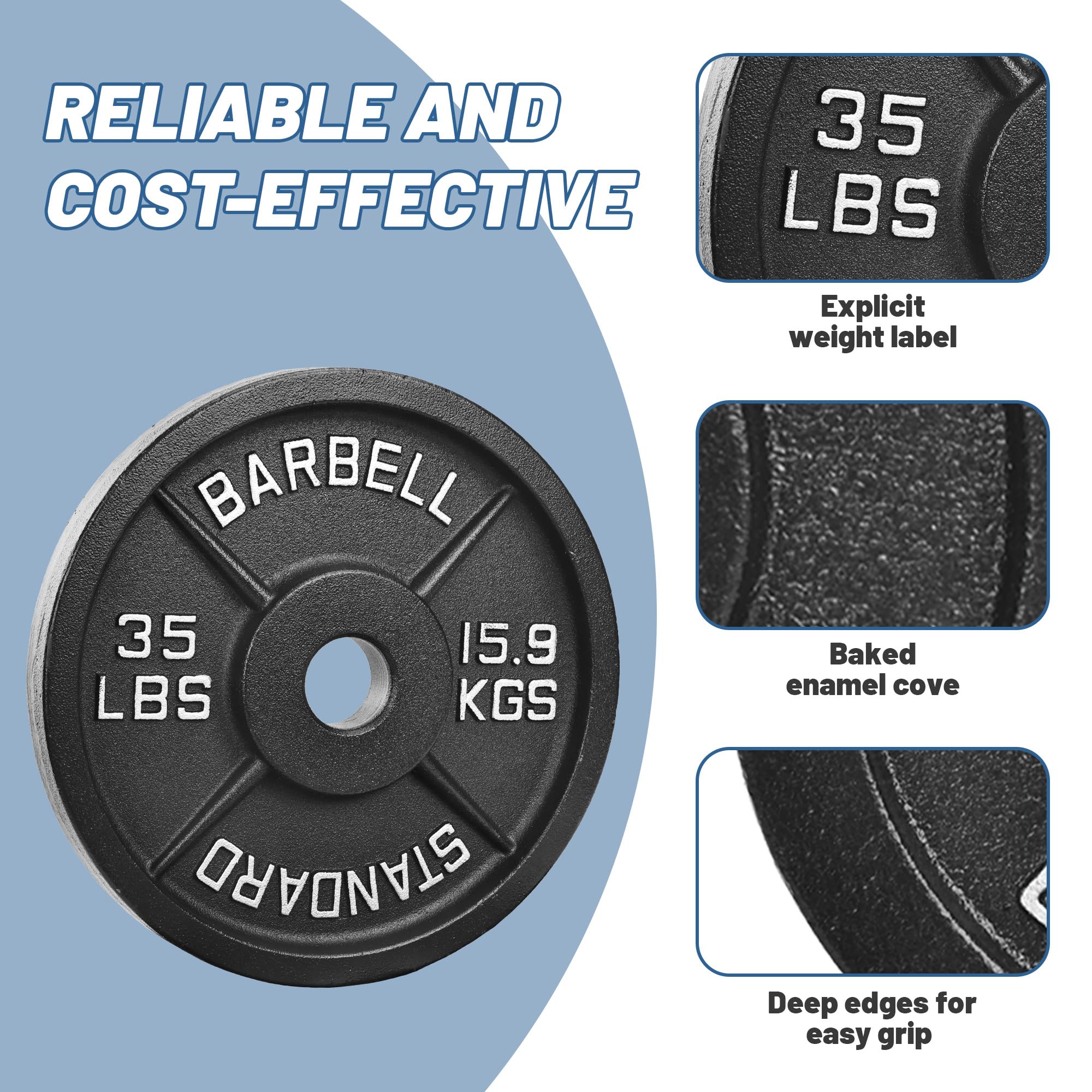 Snapklik.com : 35LB SinglePro-Style Cast Iron Gym Plate 35 LB Weight