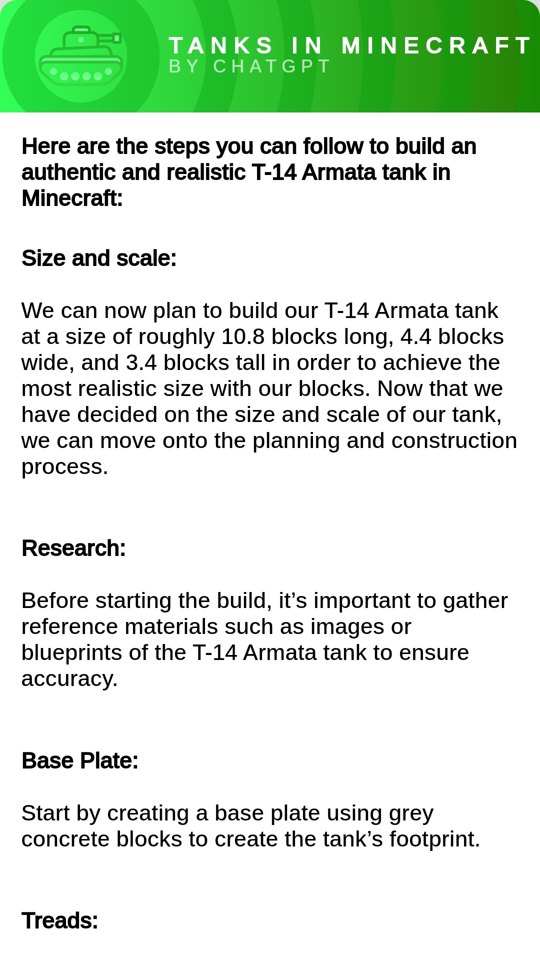 Tank Builder: Minecraft Tutorials & Guides of 50+ Realistic Tanks - App ...