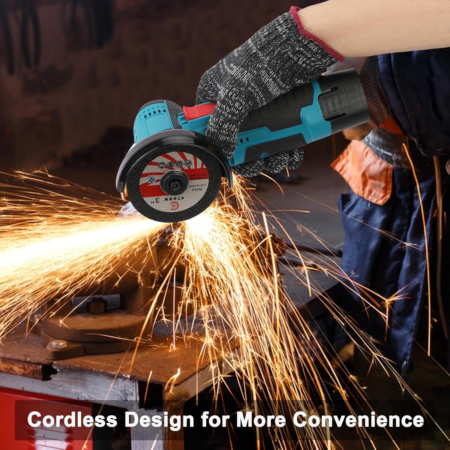 Cordless Angle Grinder, Power Angle Grinders 12V Battery Mini Brushless ...