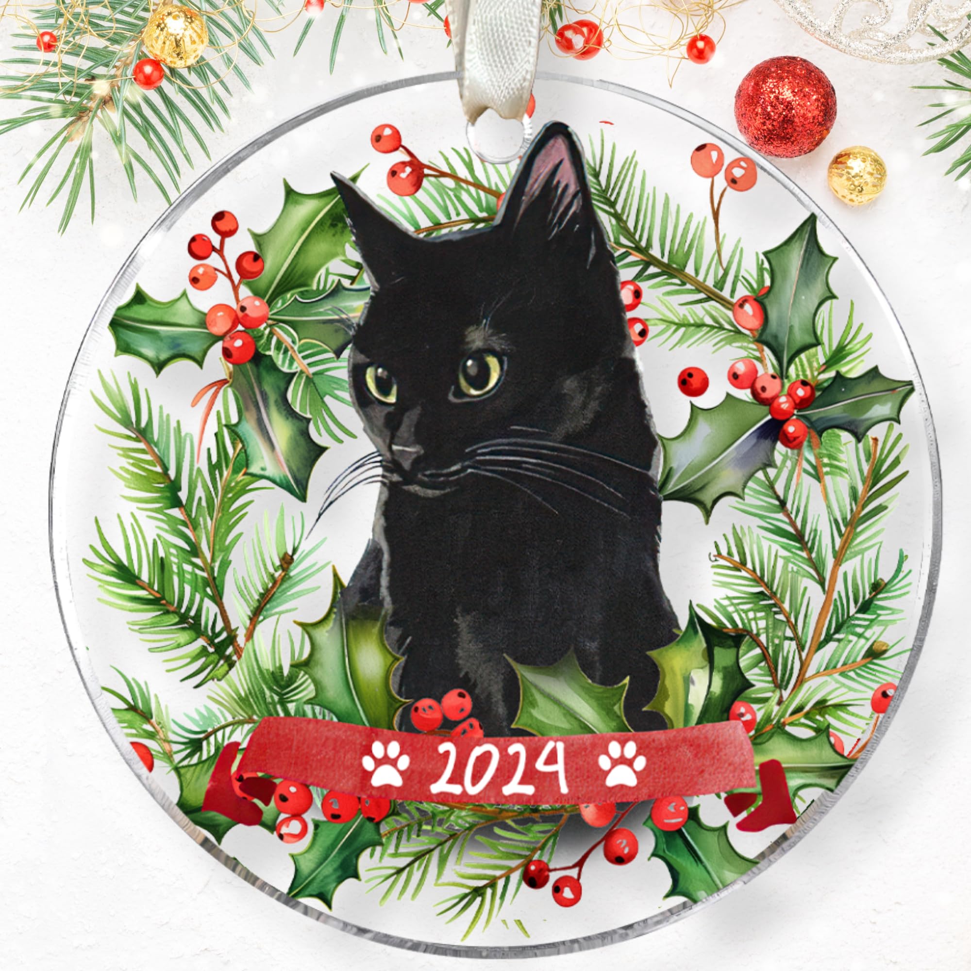 Amazon.com: Cat Christmas Ornament - Black Cat Christmas, Kitten ...