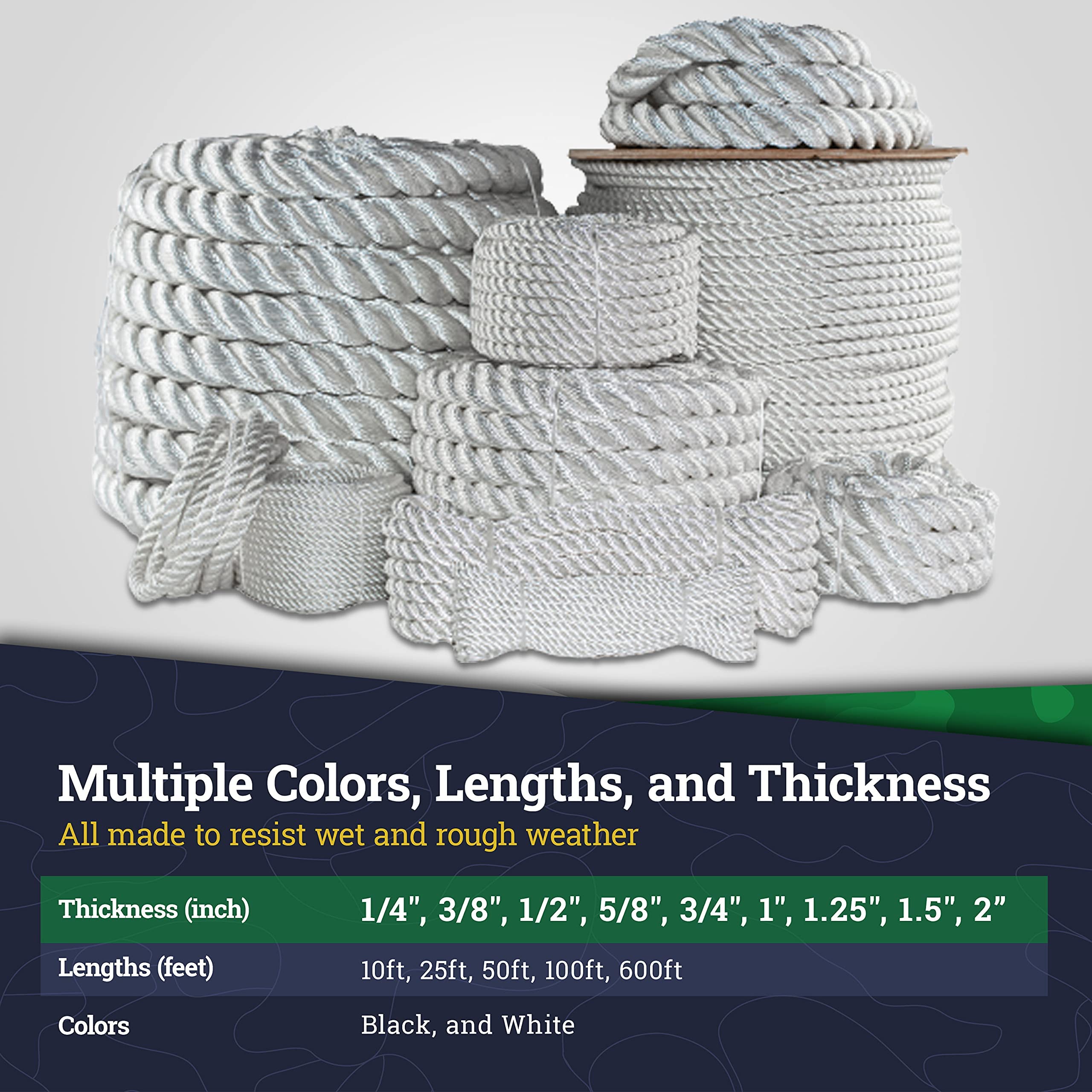 Buy SGT KNOTS Twisted Nylon Rope Black or White Multipurpose Utility ...