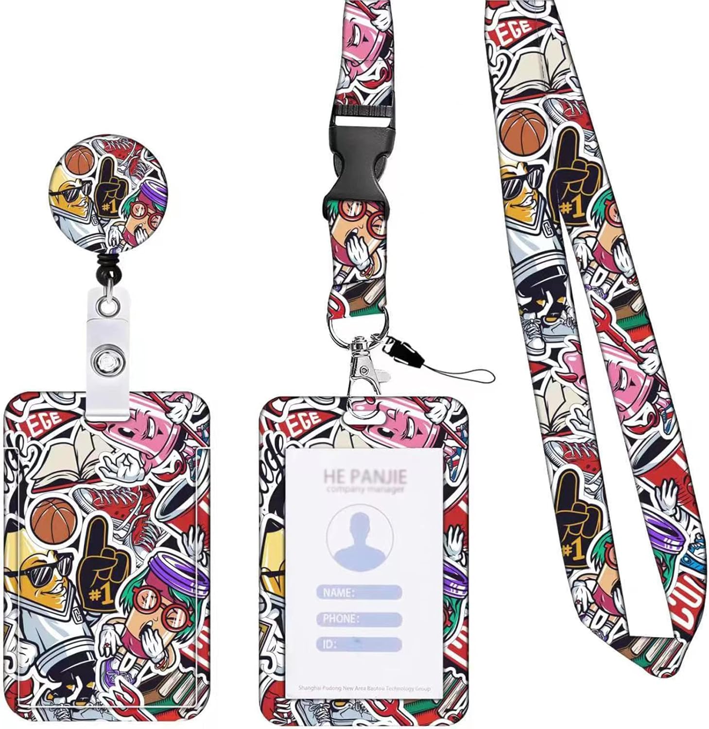 Amazon.com : Retractable Badge Holder with Lanyard ID Card Badge Reel ...