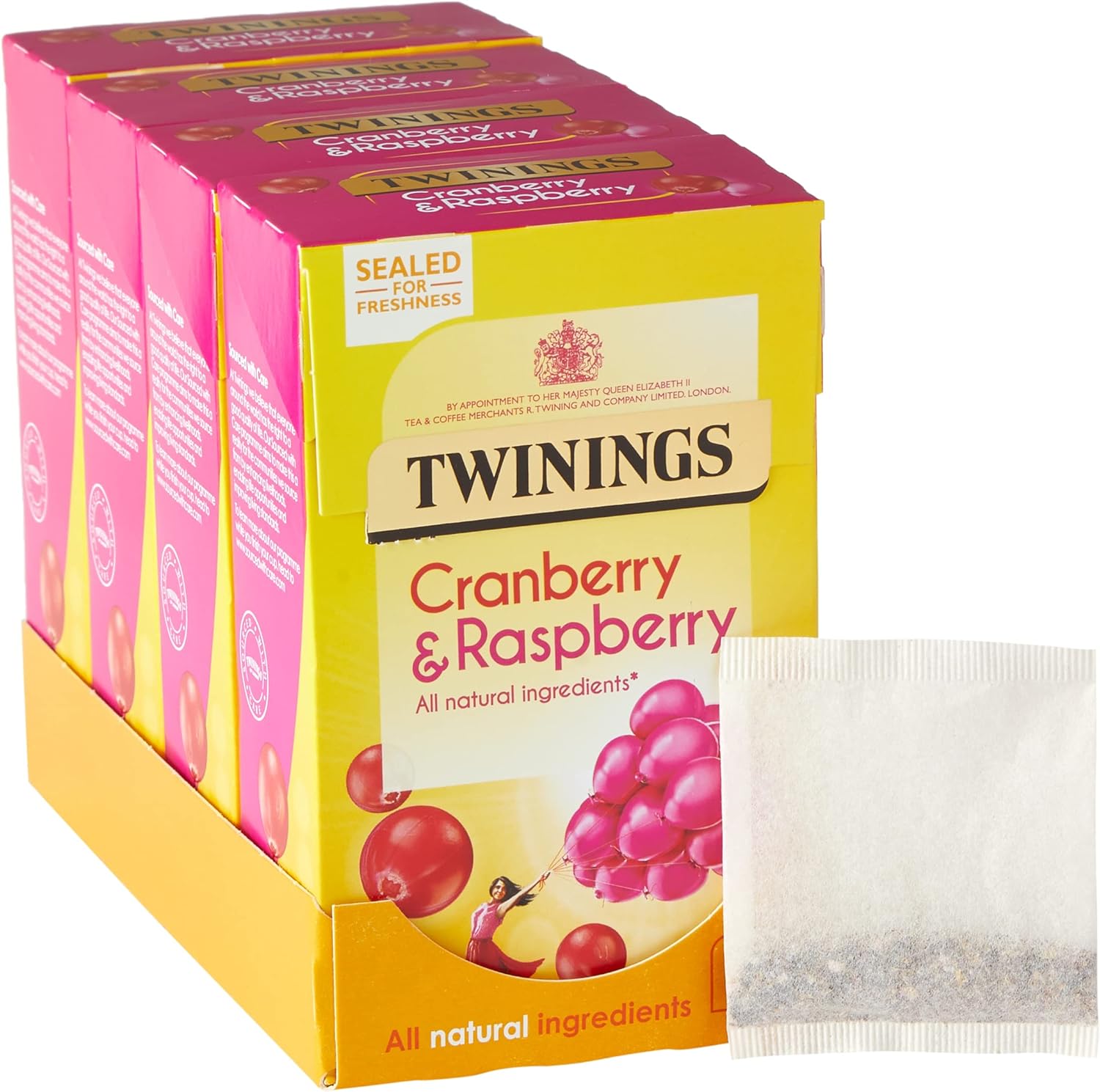 Twinings Cranberry and Raspberry 80 Tea Bags (Multipack of 4 x 20 Tea ...