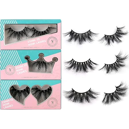 Amazon.com: Mikiwi 25mm Mink Lashes, Fluffy Volume Mink Eyelashes, Real ...