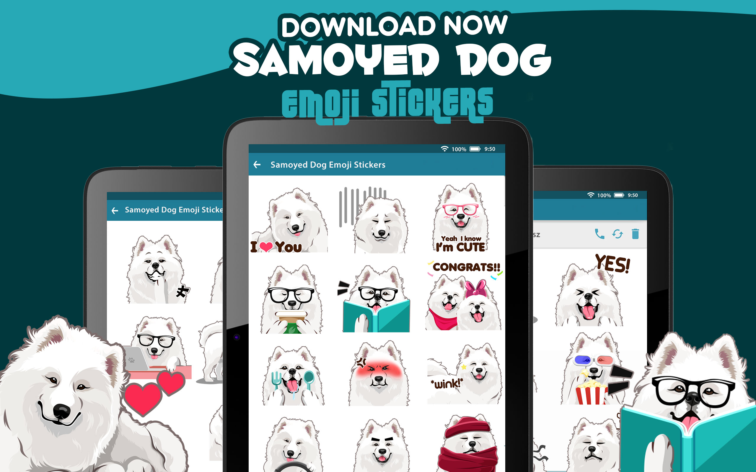 Samoyed Dog Sticker Emojis - Gif Animated Keyboard App - App on Amazon ...