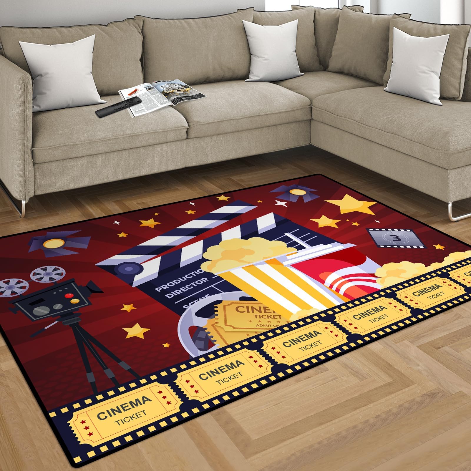 Amazon.com: Lacut Movie Area Rugs, Movie Night Home Theater Floor Mat ...