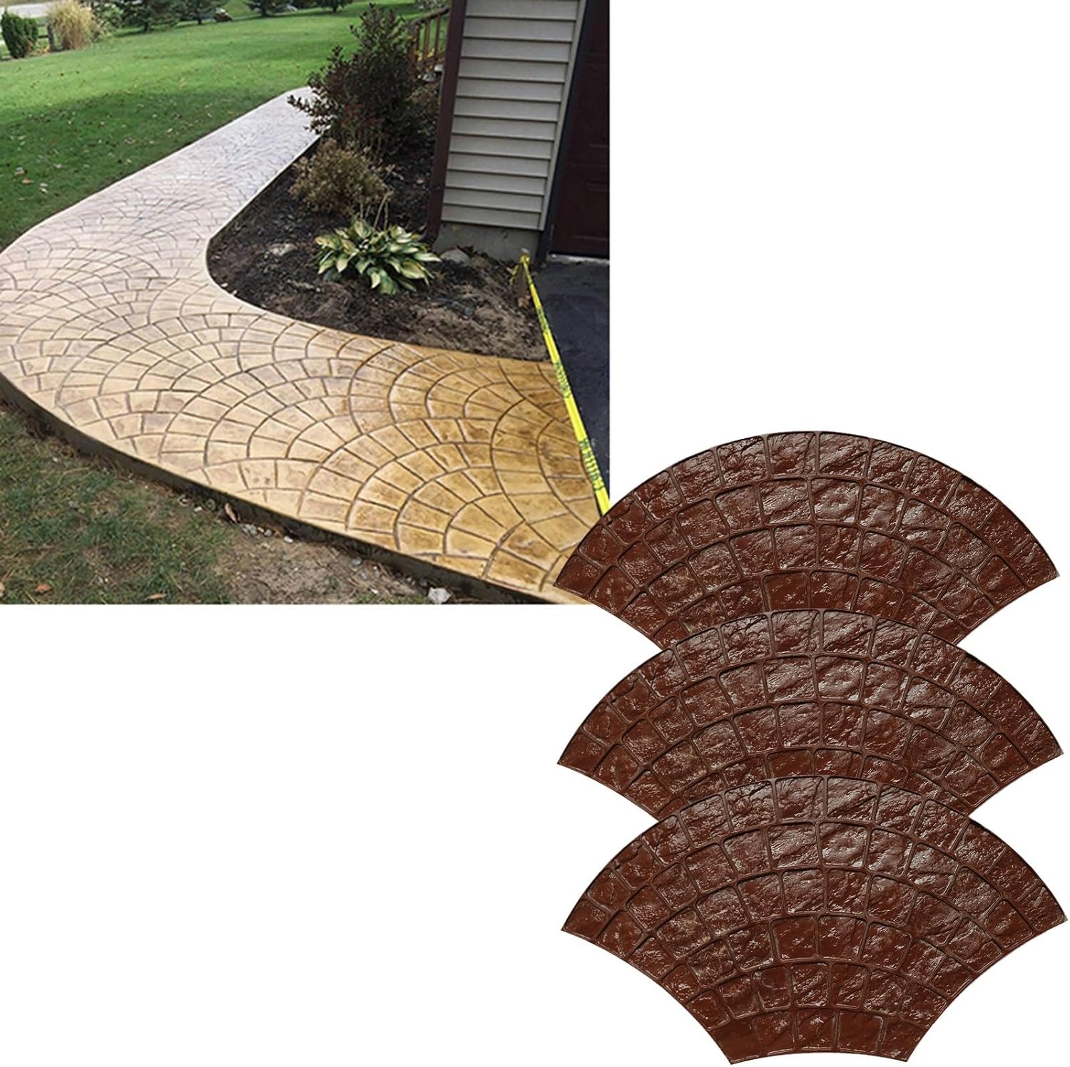 Amazon.com: Blazea 3 PCS Fan Shaped Concrete Stamps, Large Cement Stamp ...