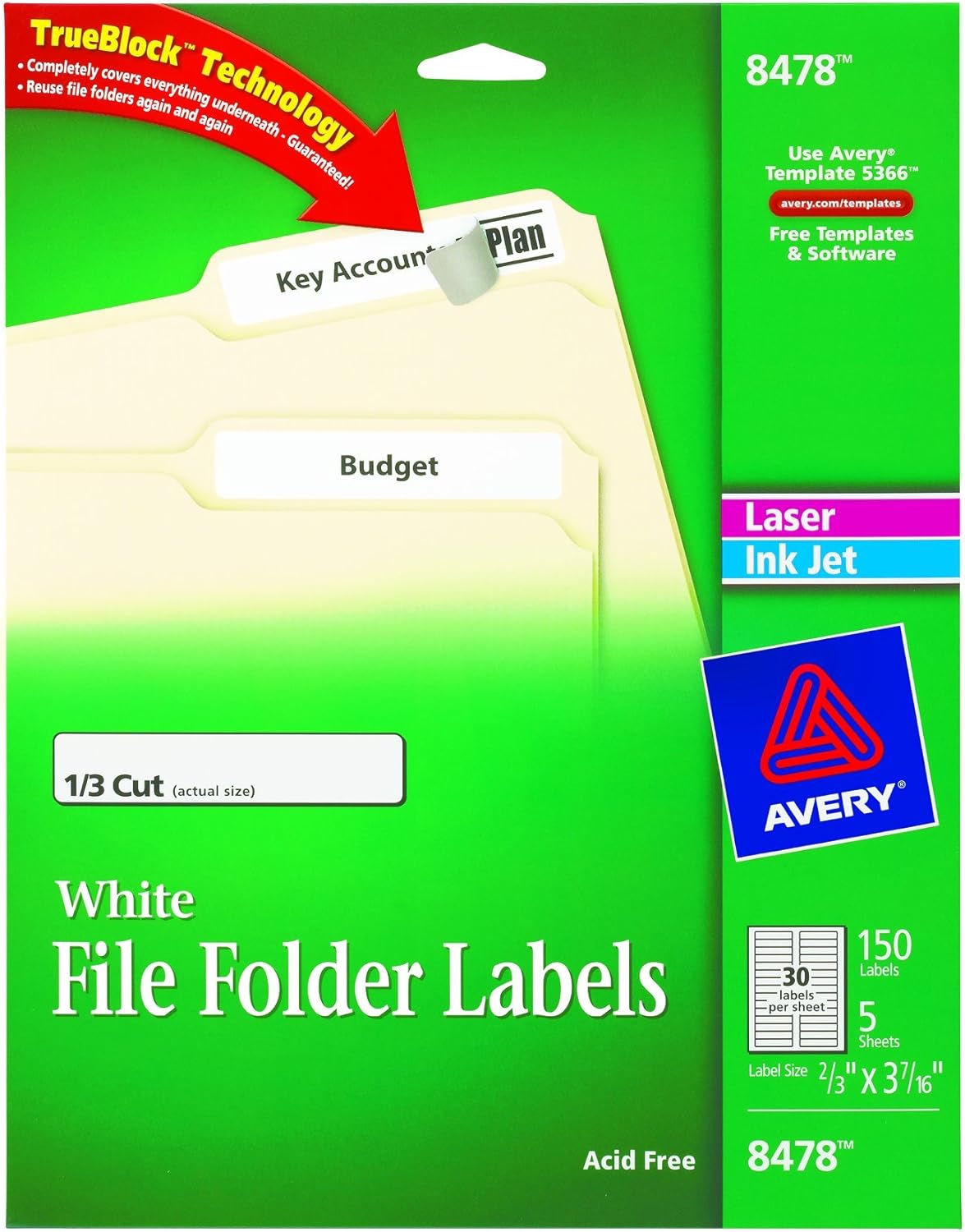 Amazon.com : Avery File Folder Labels for Laser & Inkjet Printers, 0.66 ...