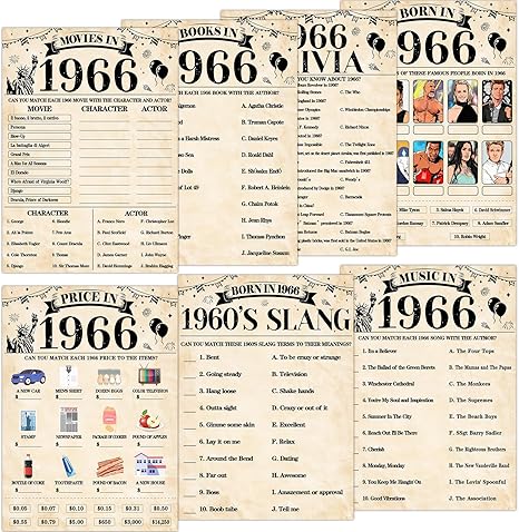 Amazon.com: 70Pcs 60th Birthday Party Games Born In 1966 Fun 1966 ...