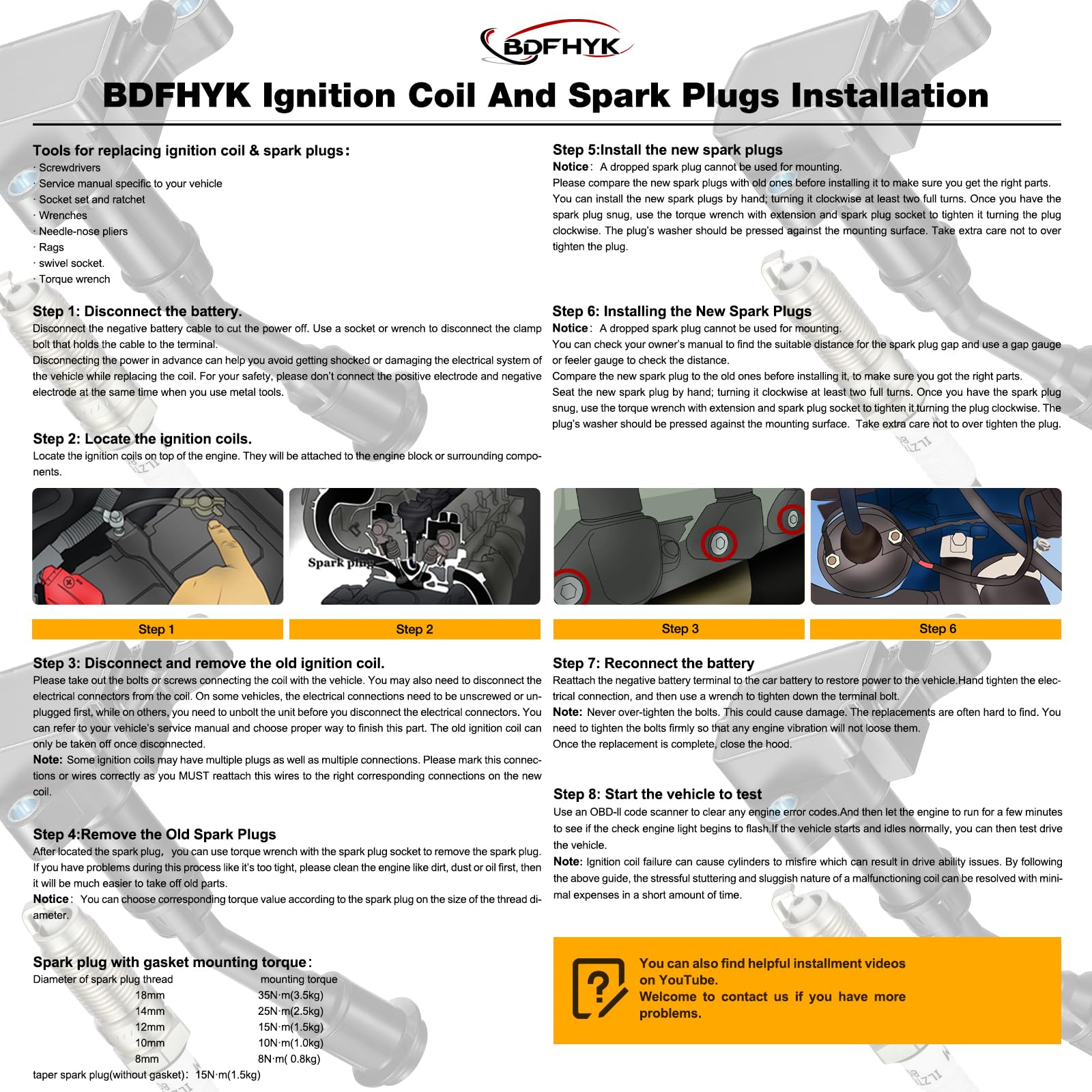 BDFHYK Ignition Coil Pack UF-735 and Iridium Spark Plugs SP539 ...