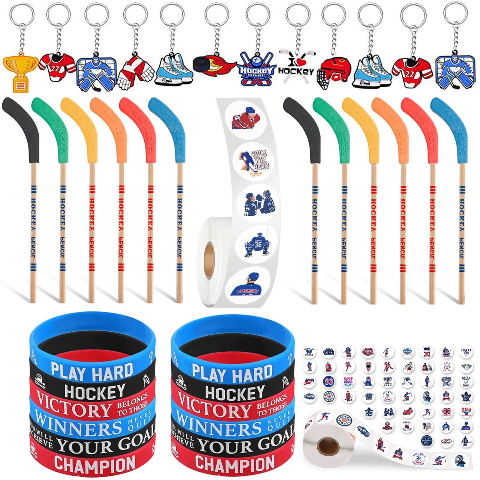 236 Pcs Hockey Party Favor Include Hockey Pencils with Erasers, Hockey ...