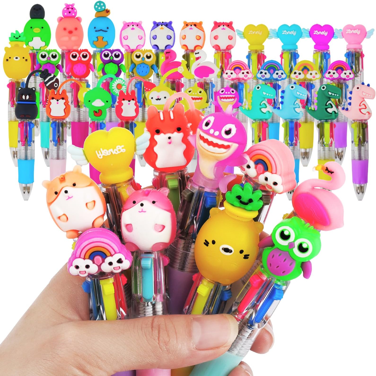 Multicoloured Pens All in One - Fun Cartoon 4-Color Pen Set (30-Pack ...