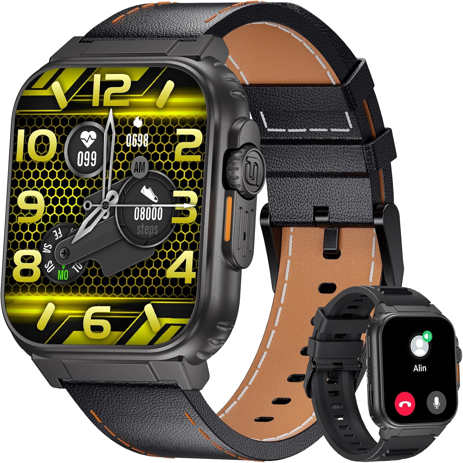 Smartwatches for Men Make Call with 600mAh Long Lasting Battery 1.96in ...
