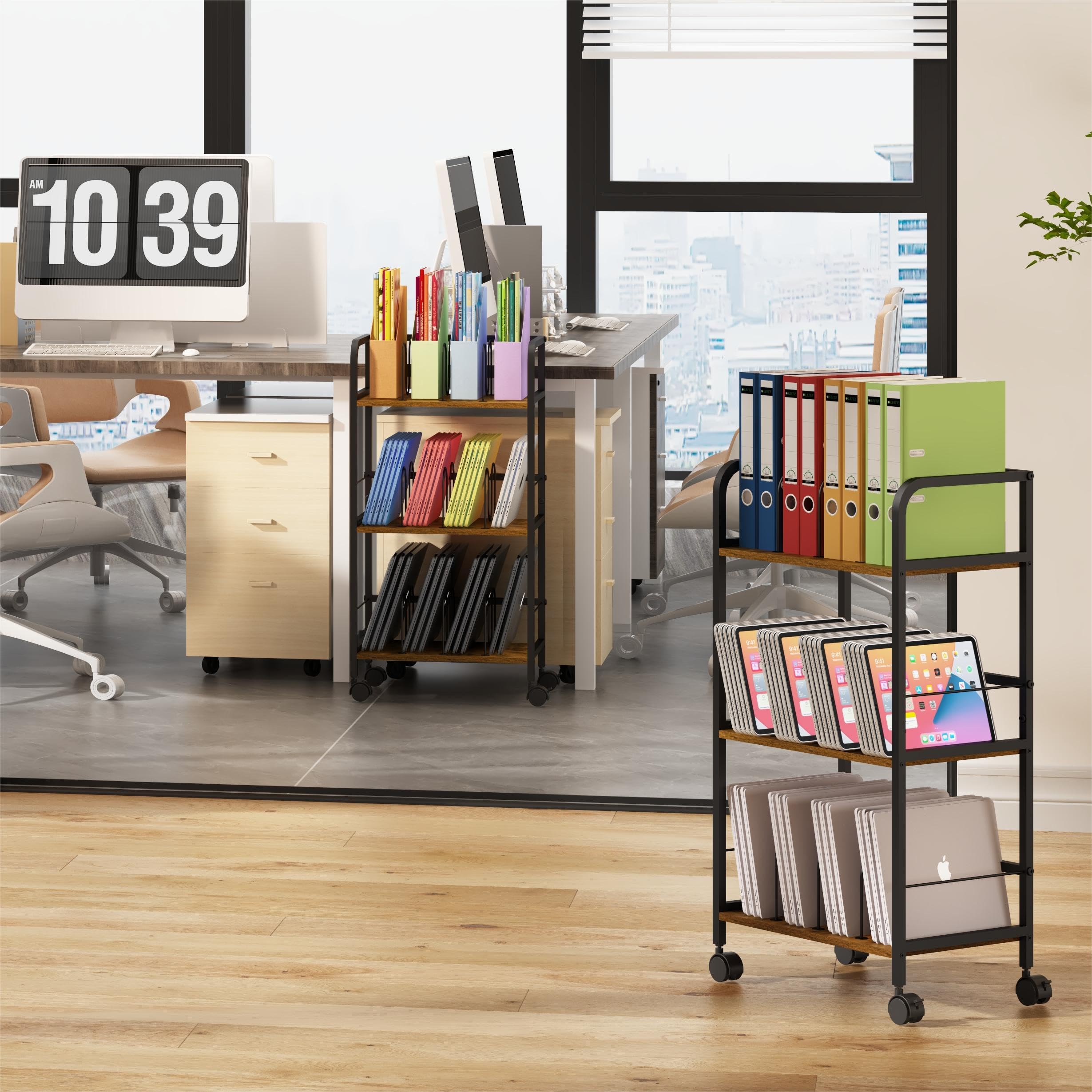 Snapklik.com : Rolling Utility Cart, 3-Tier Mobile Device Storage Rack ...
