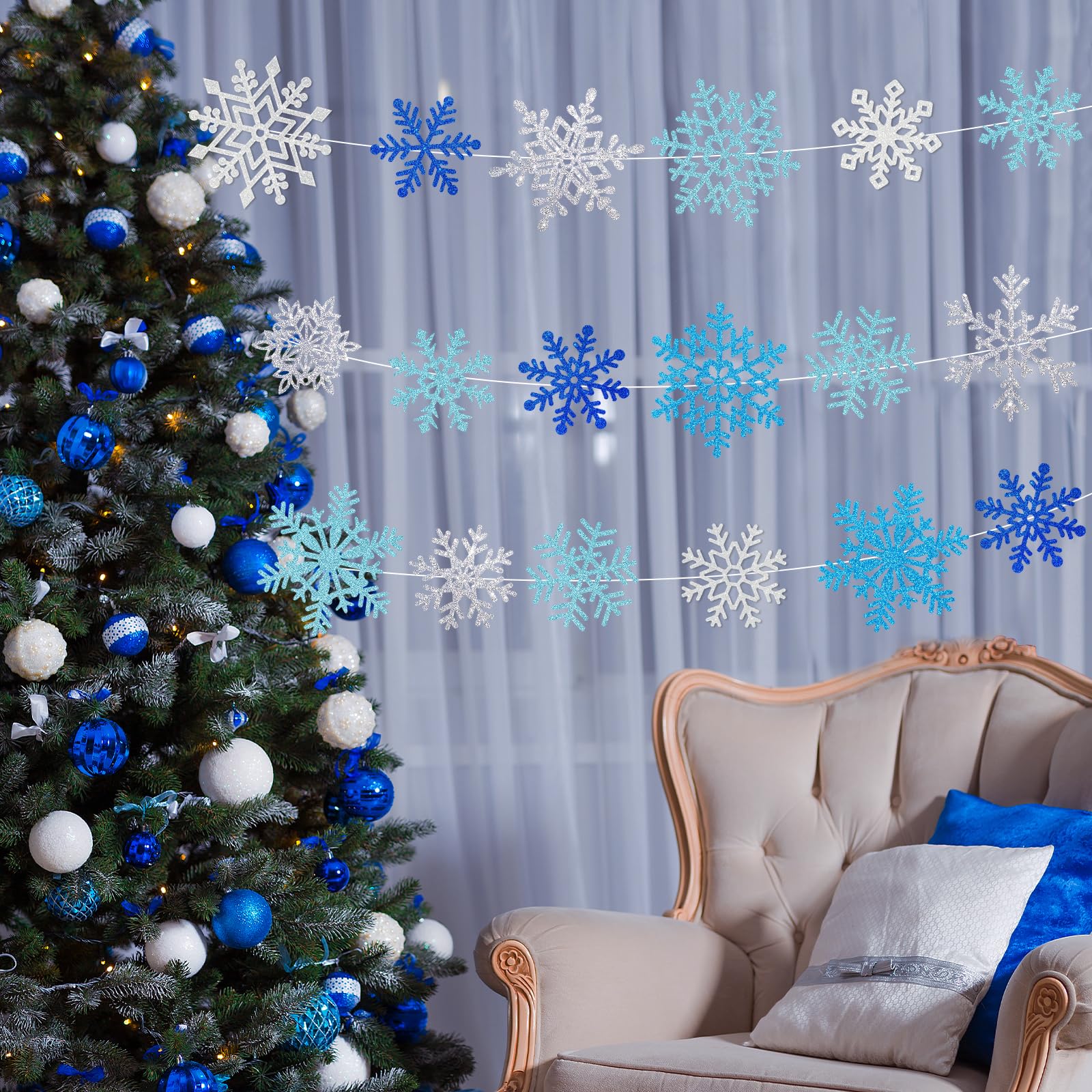 Snapklik.com : Winter Snowflake Cutouts Glitter Paper Decorations ...