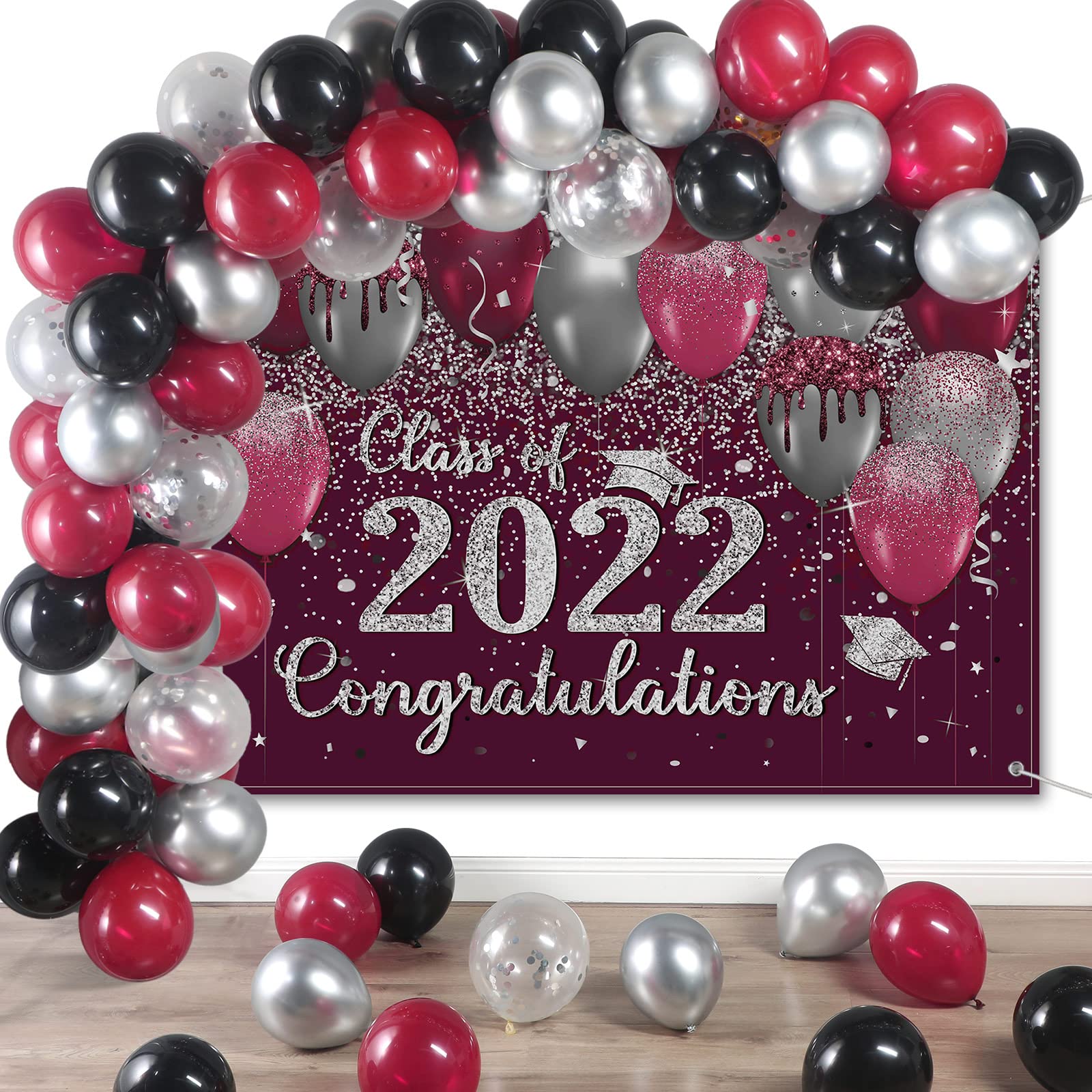 Buy Graduation Backdrop Decoration Set Class of 2022 Glitter Graduation ...