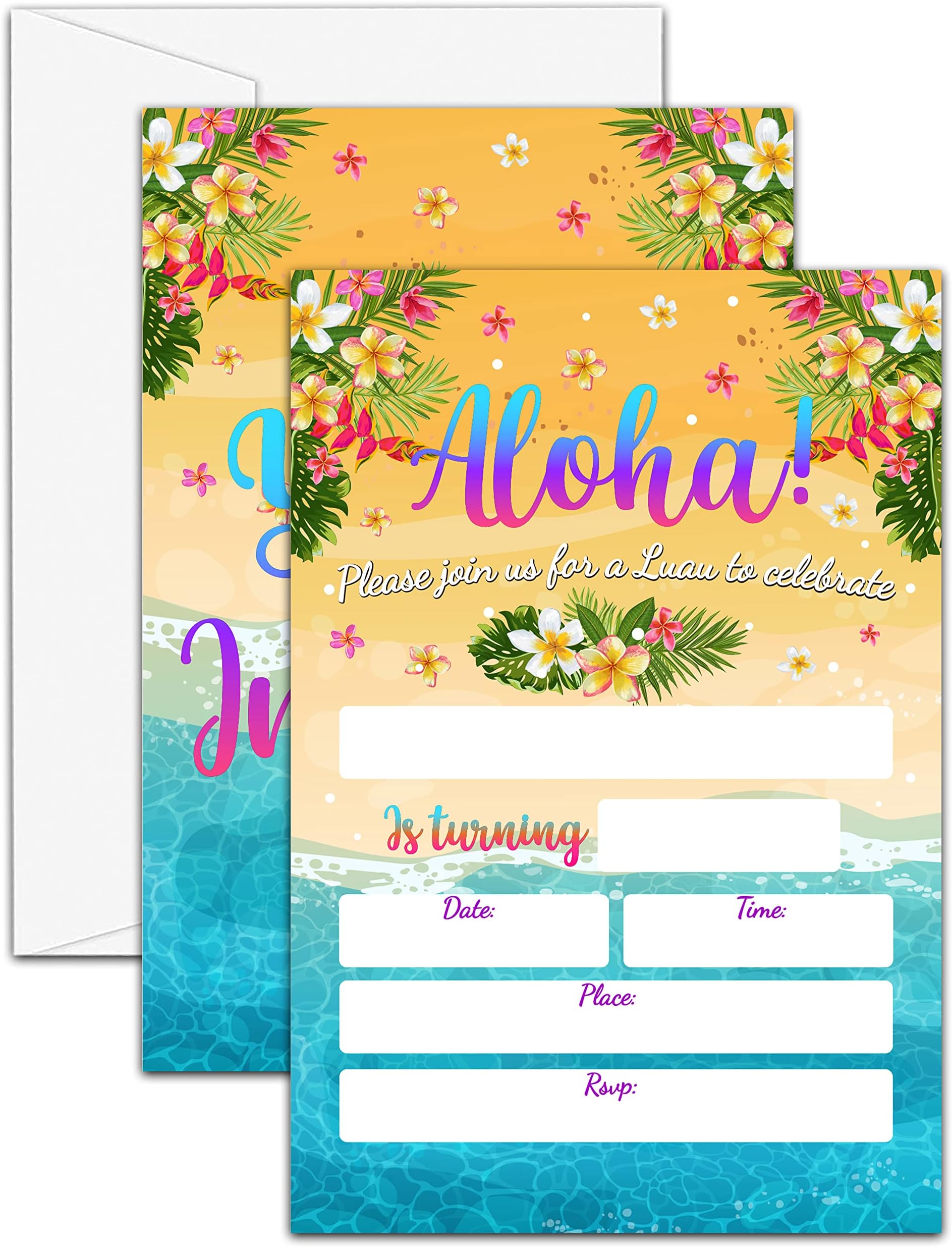 Amazon.com : Aloha Luau Birthday Party Invitations, Hawaiian Birthday ...