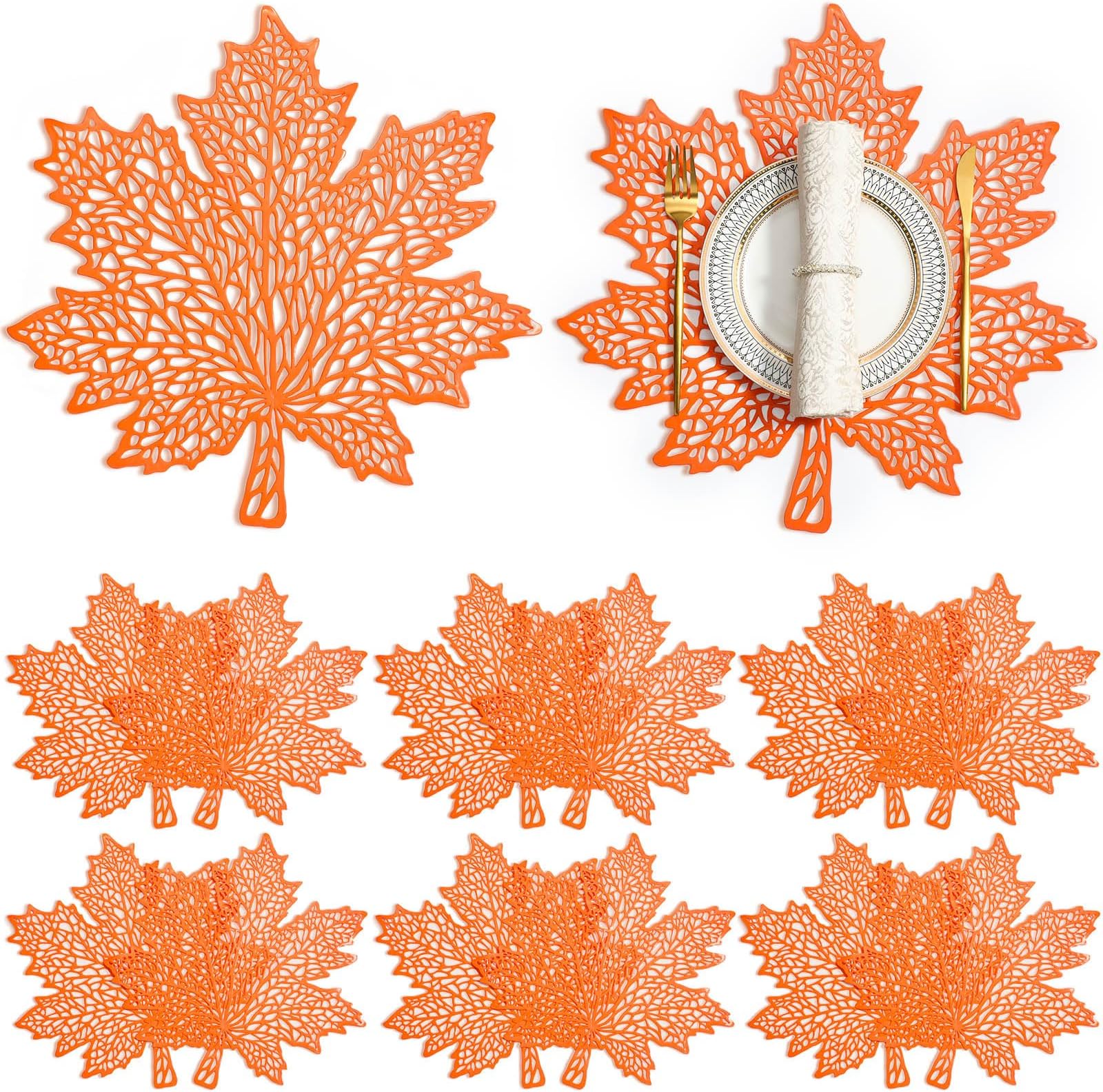 Amazon.com: Fall Leaf Placemats Set of 8,Thanksgiving Placemats Harvest ...