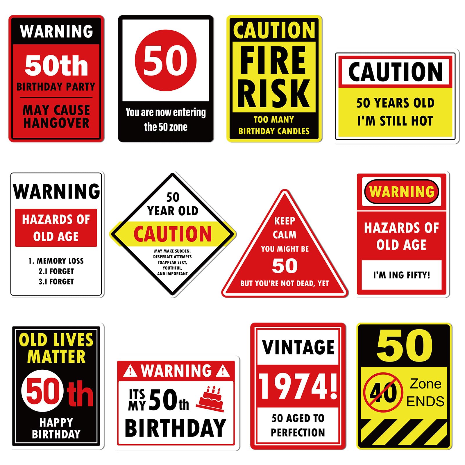 Amazon.com: 50th Birthday Party Decorations 12PCS Funny Wall Signs for ...