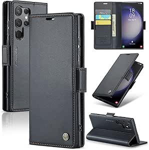 Amazon.com: Rerzoiro Case for Samsung Galaxy S23 Ultra Wallet Case, RFID Blocking PU Leather ...