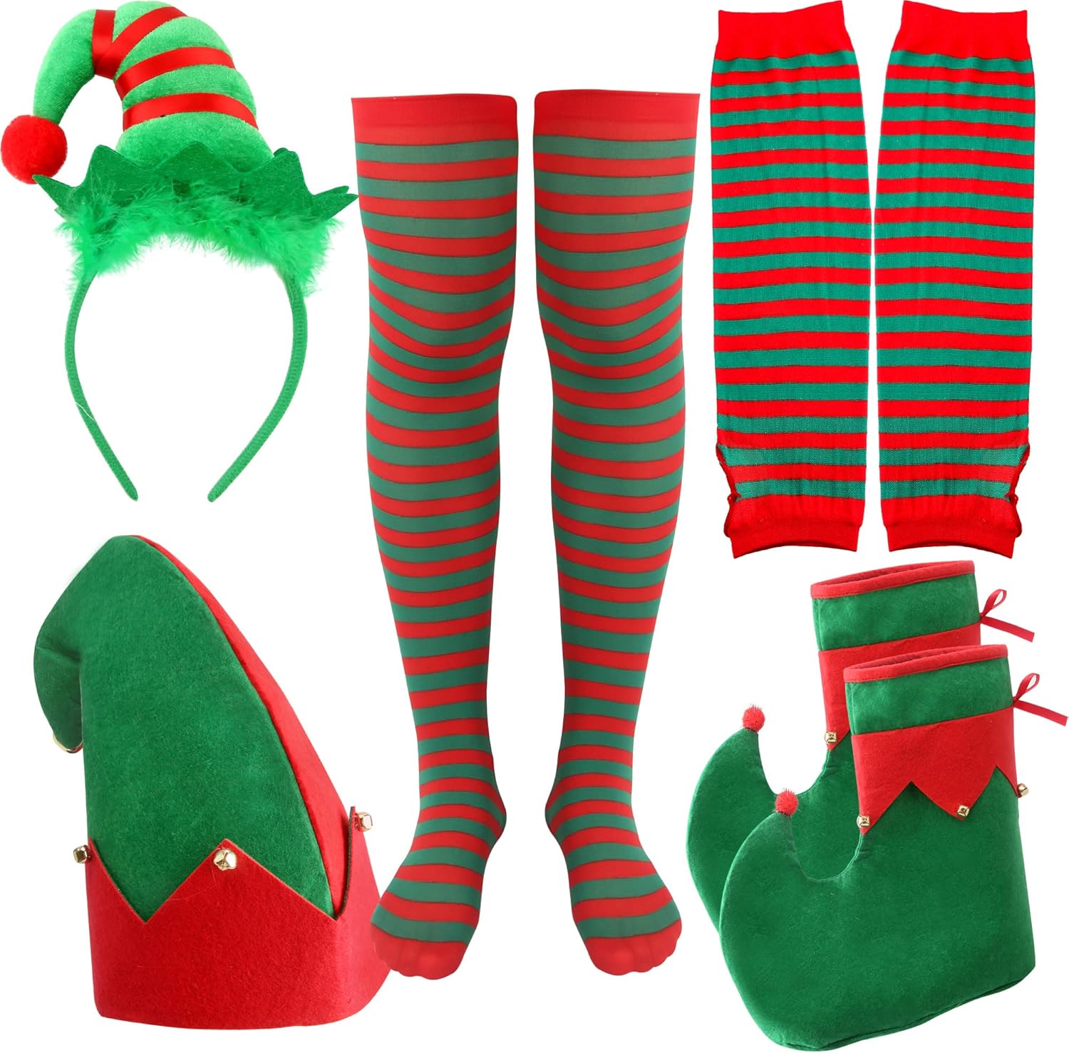 Amazon.com: Cotiny 5 Pcs Elf Hat Headband Christmas Elf Costume Felt ...