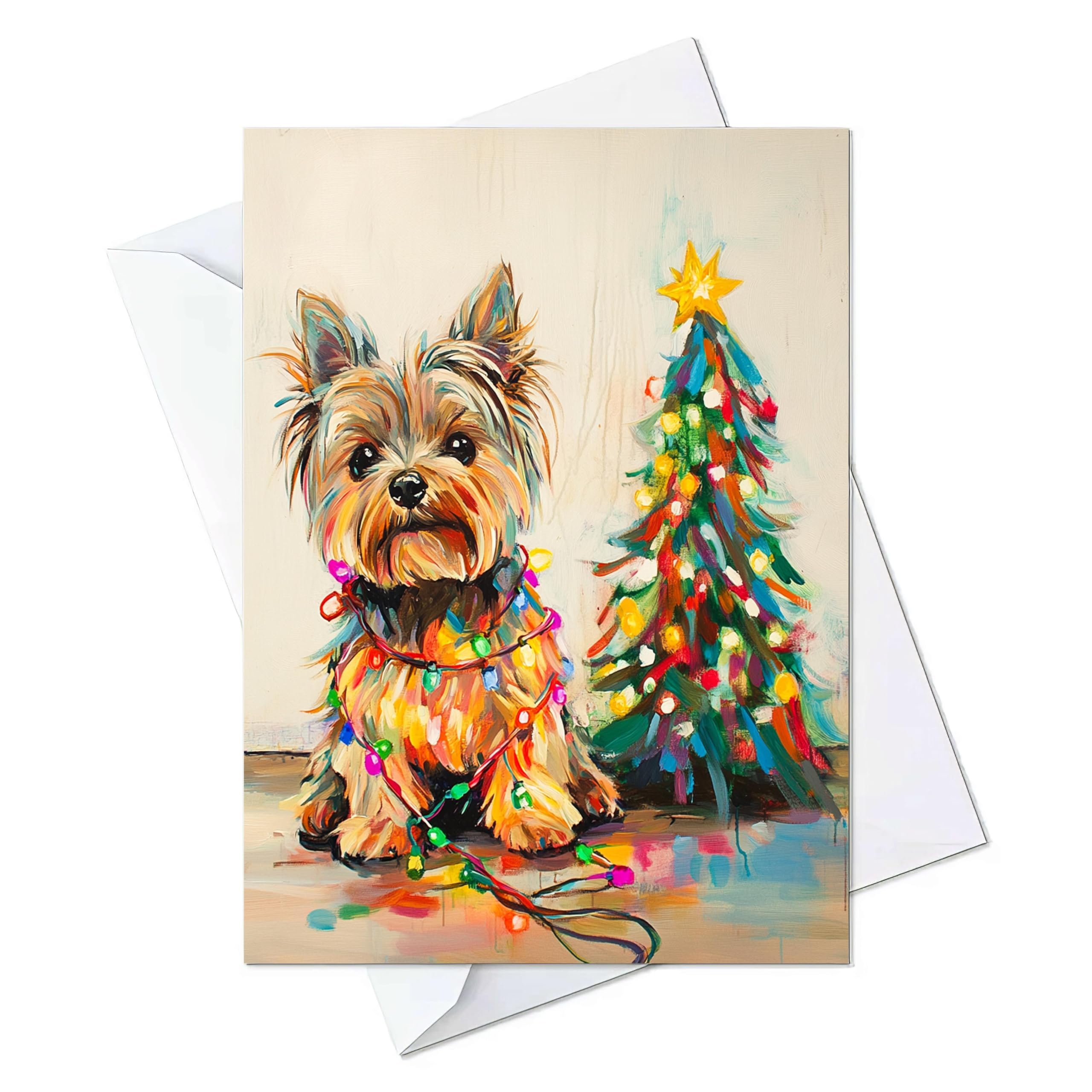 Amazon.com : HomeArtPrint Yorkshire Terrie Christmas Greeting Cards Dog ...