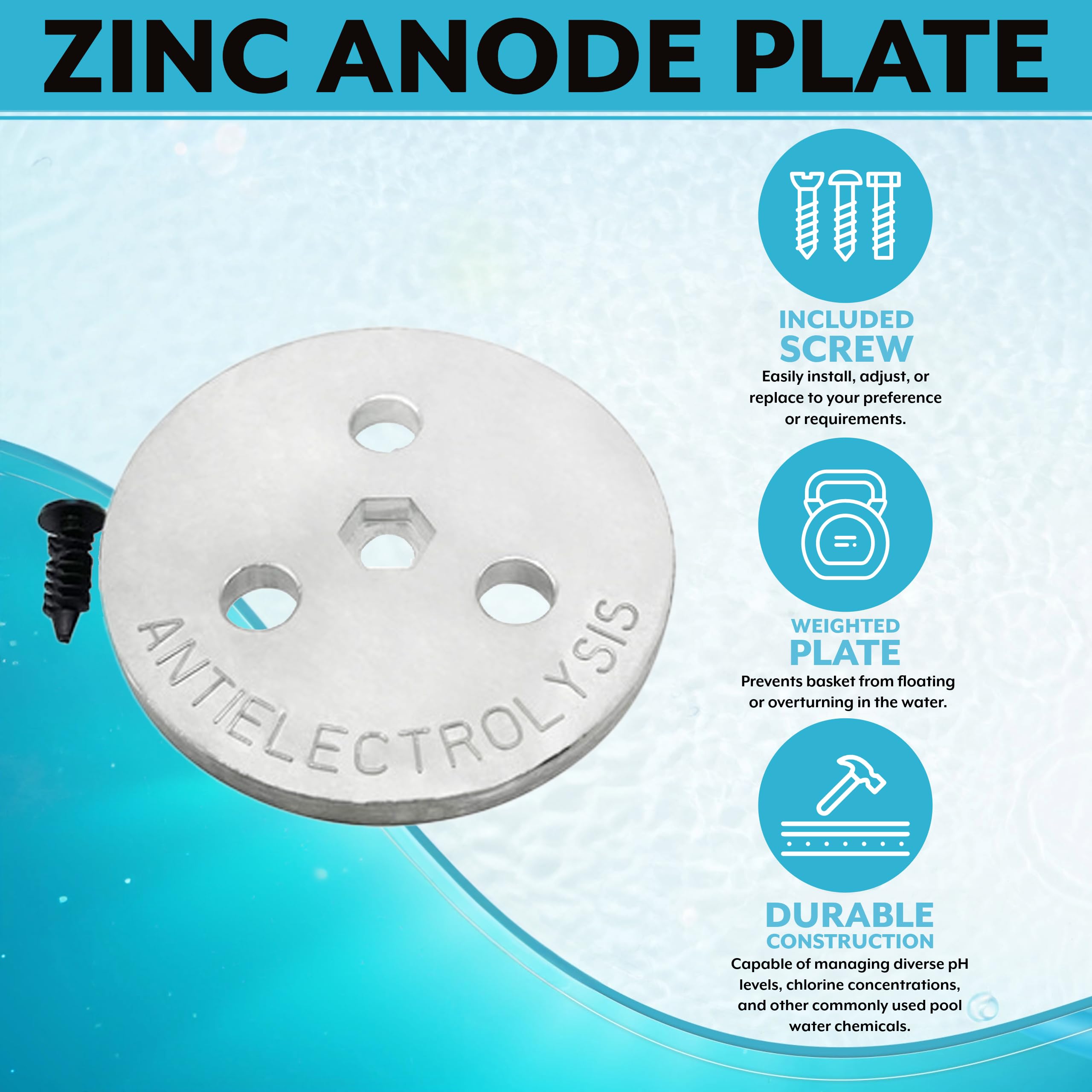 Snapklik.com : Zinc Anode Plate - 3 Pack, Keep Your Skimmer Basket In ...
