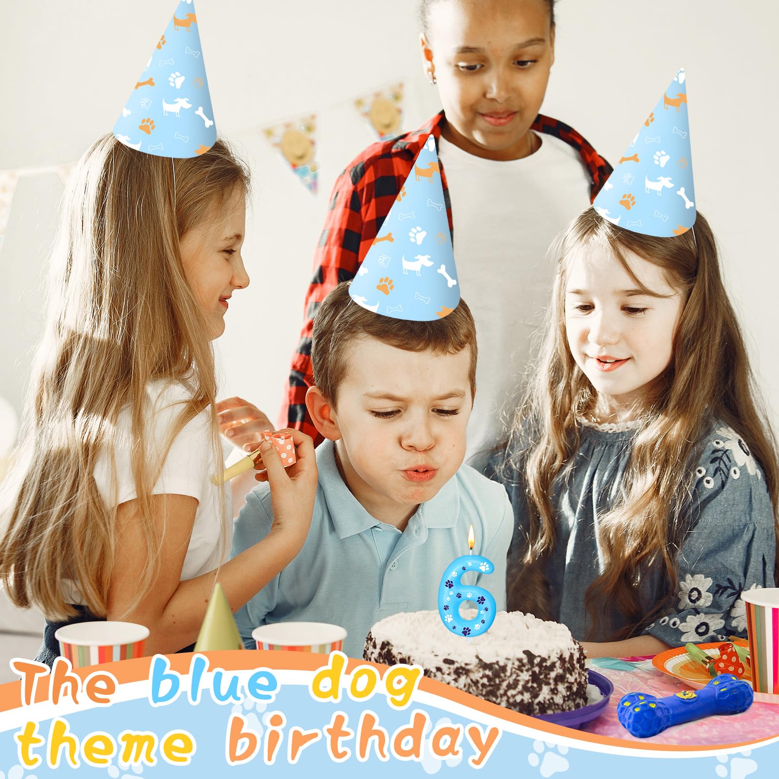 Snapklik.com : Number 6 Blue Dog Paw Birthday Candles Numeral Cake ...